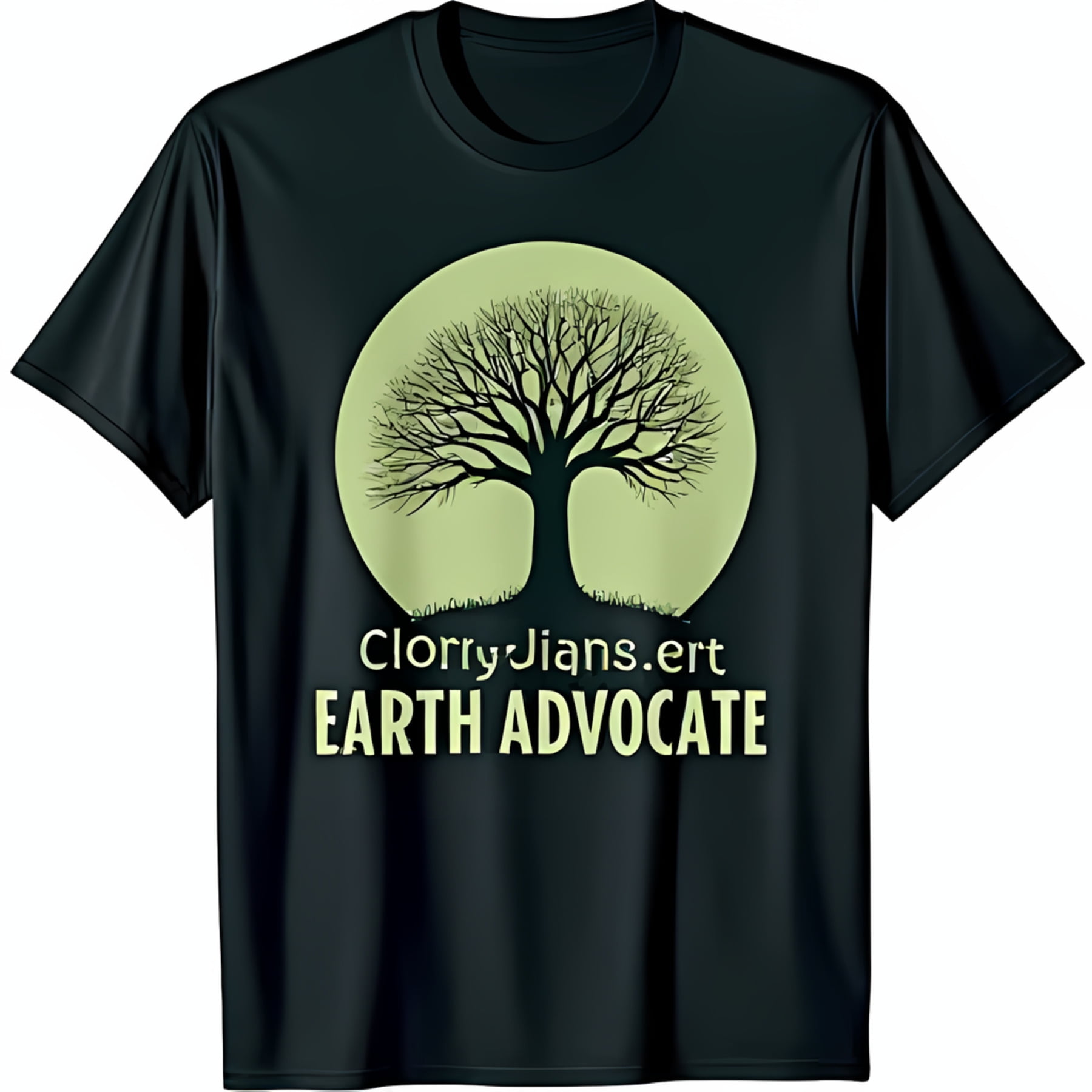 Black T-Shirt with Nature Inspired Tree and Moon Graphic Earth Advocate ...
