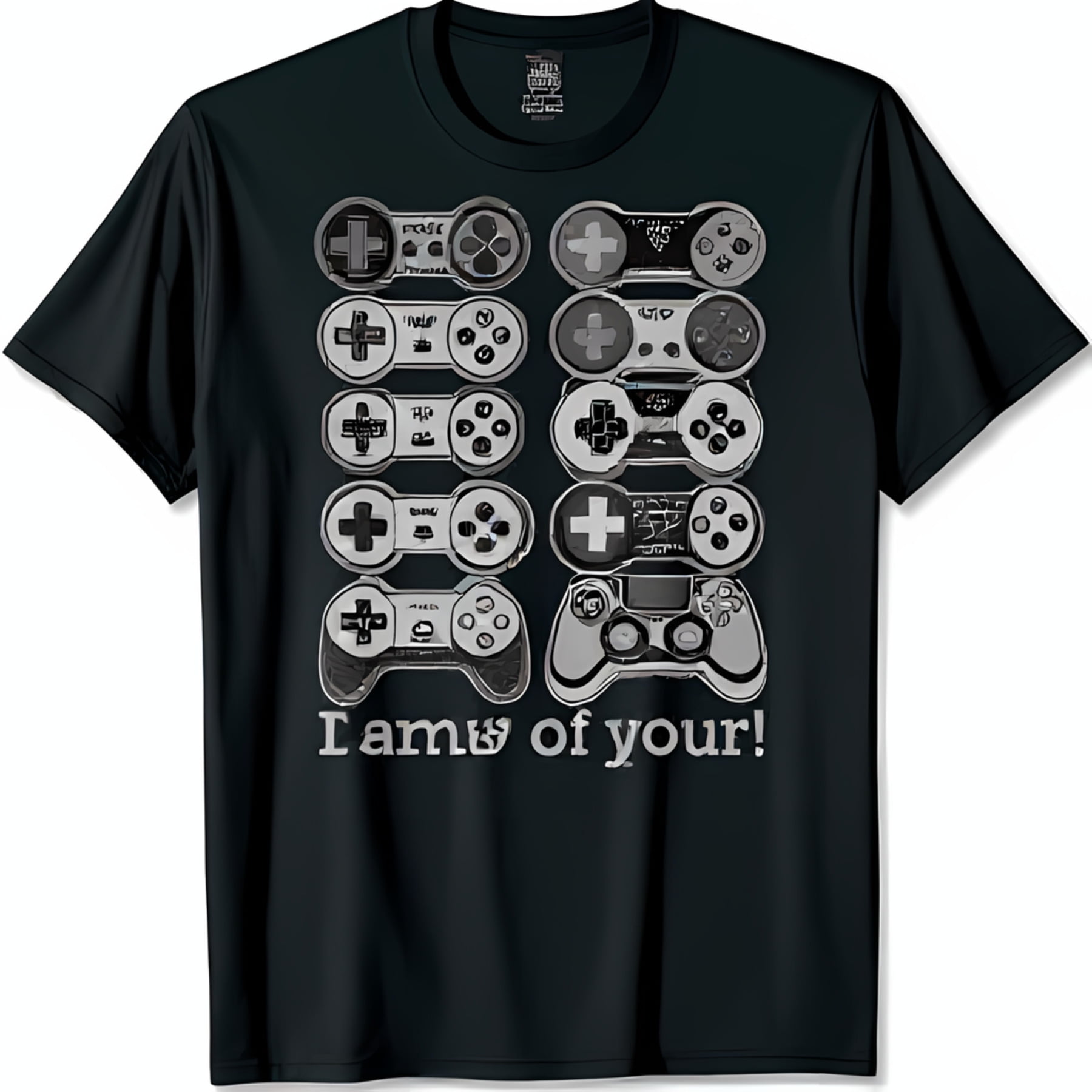 Black T-Shirt with Nostalgic Controller Stack Graphic 'I am so 🎮 your ...