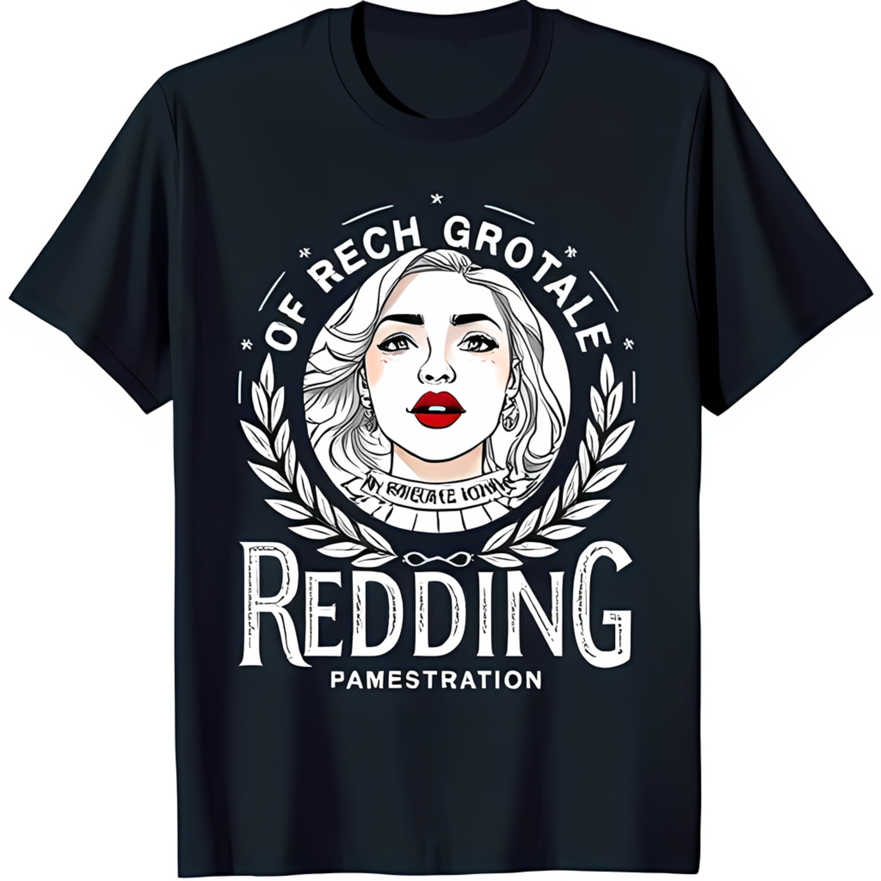 Black T-Shirt with 'Of Rech Groatle' Woman Graphic Redding ...