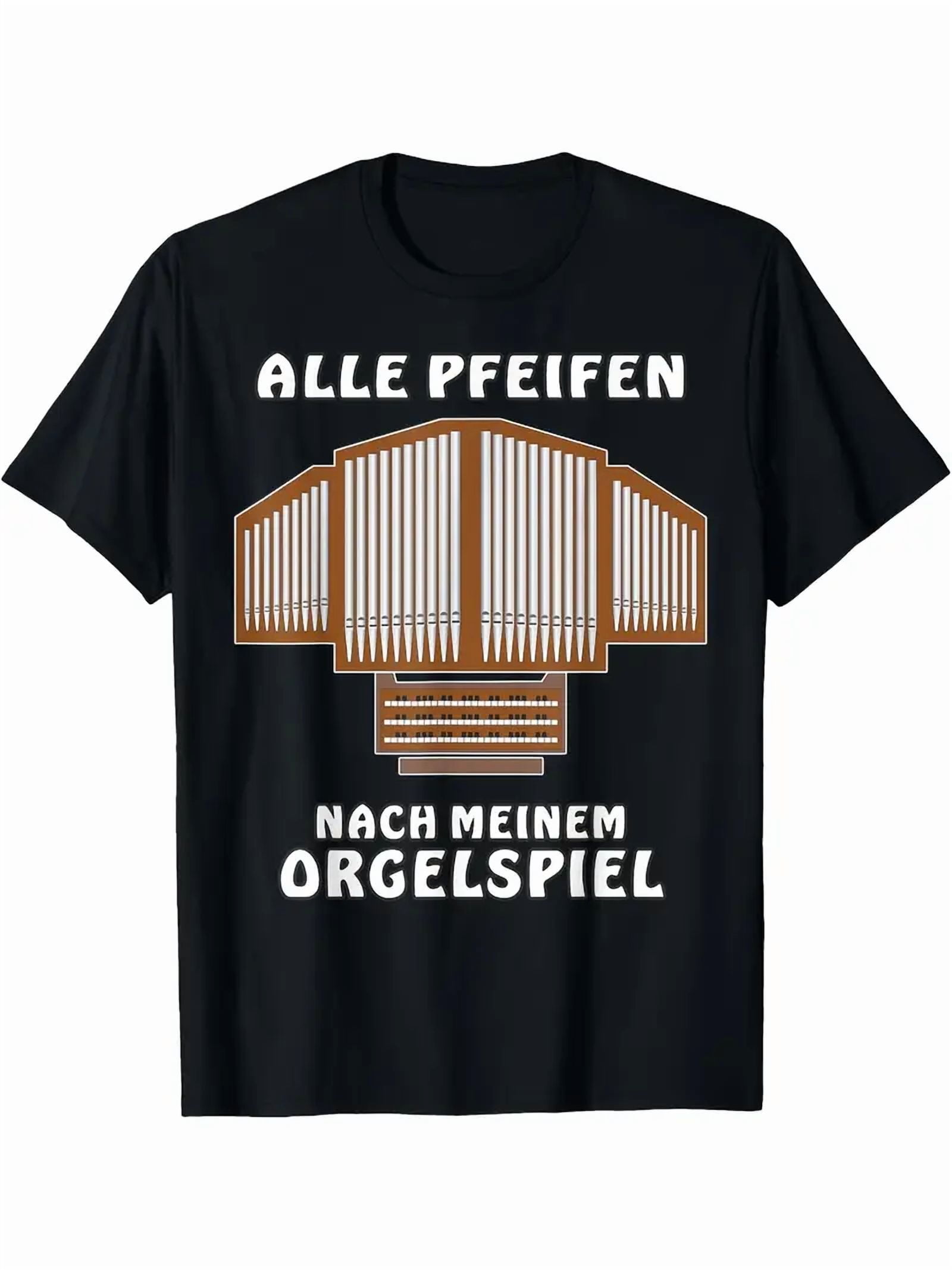 Black T-Shirt with Organ Graphic & German Text - Walmart.com
