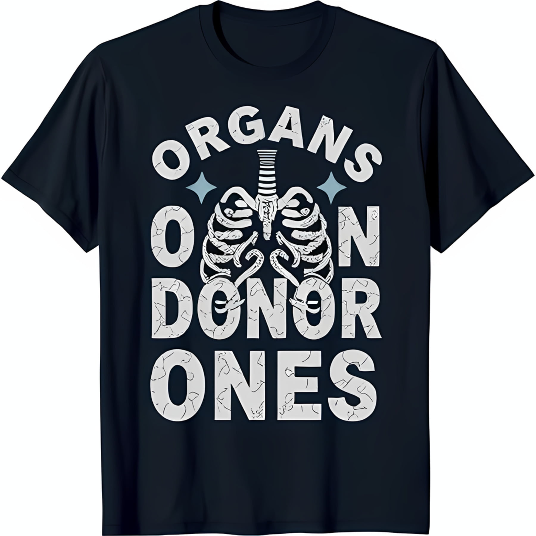 Black T-Shirt with 'Organs on Donor Ones' Design and Ribcage Graphic ...