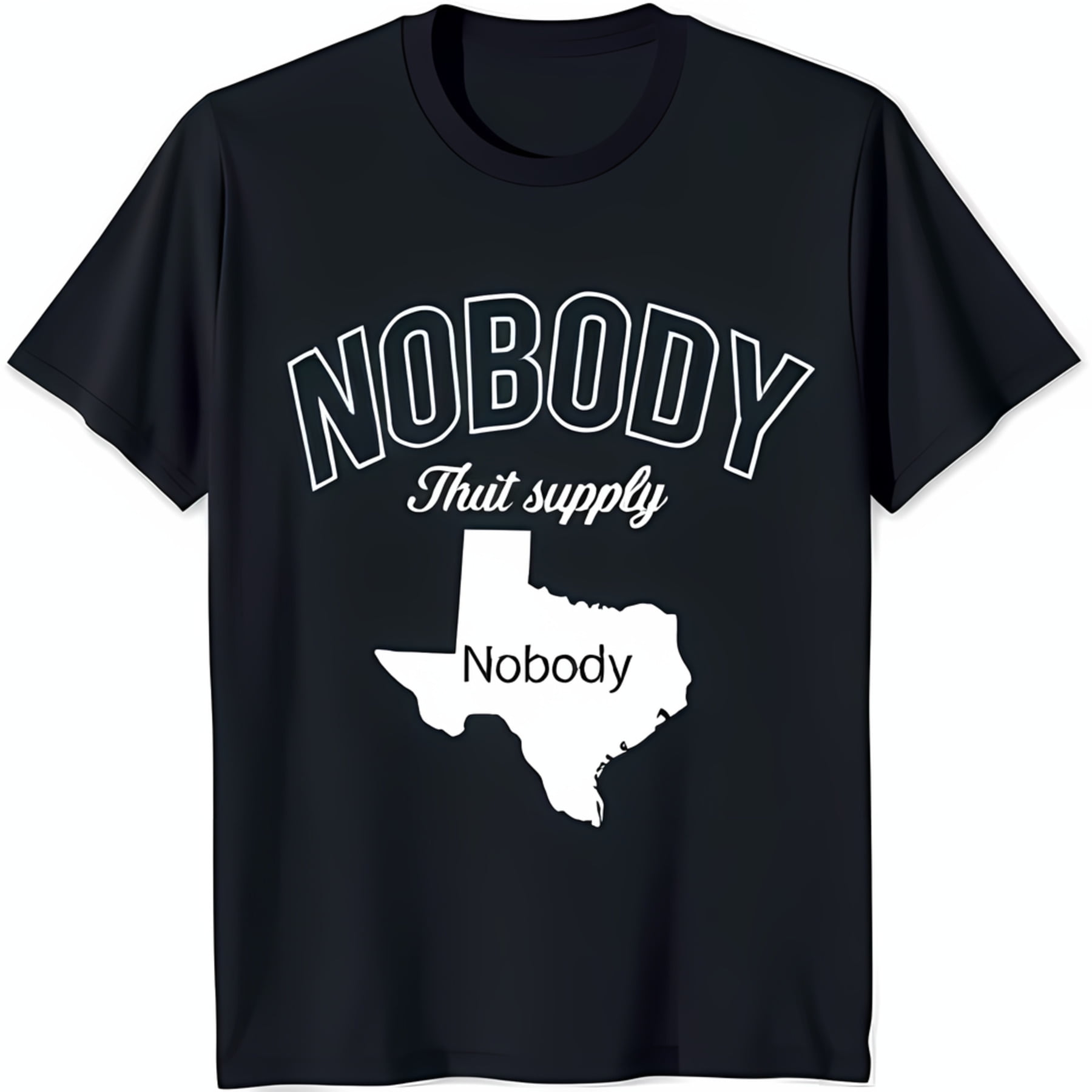 Black T-Shirt with Outline Graphic & 'Nobody Thut Nobody' Text ...
