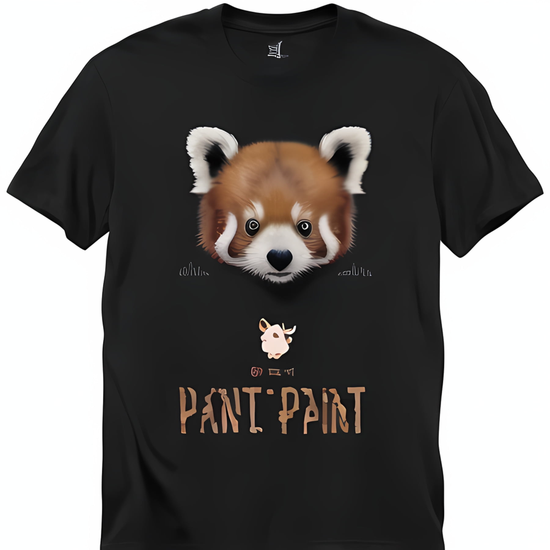 Black T-Shirt with 'PURL PANT' Text and Red Panda Portrait Illustration ...