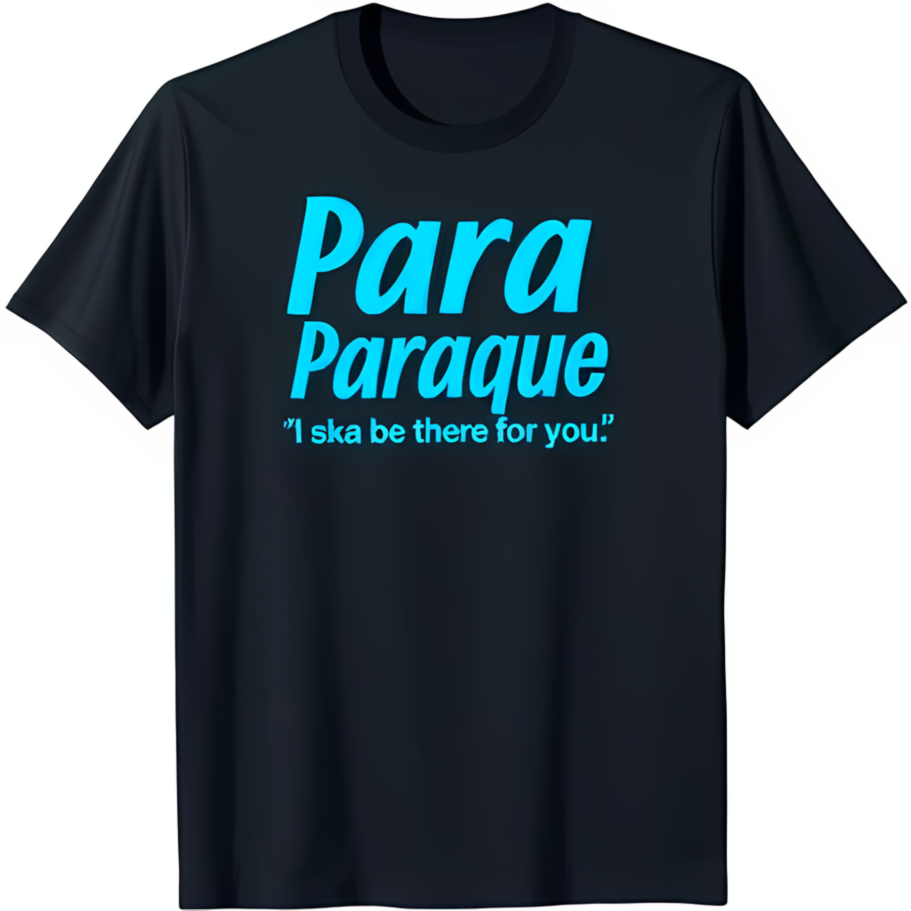 Black T-Shirt with 'Para Paraque' in Bright Blue & 'I Ska Be There for ...