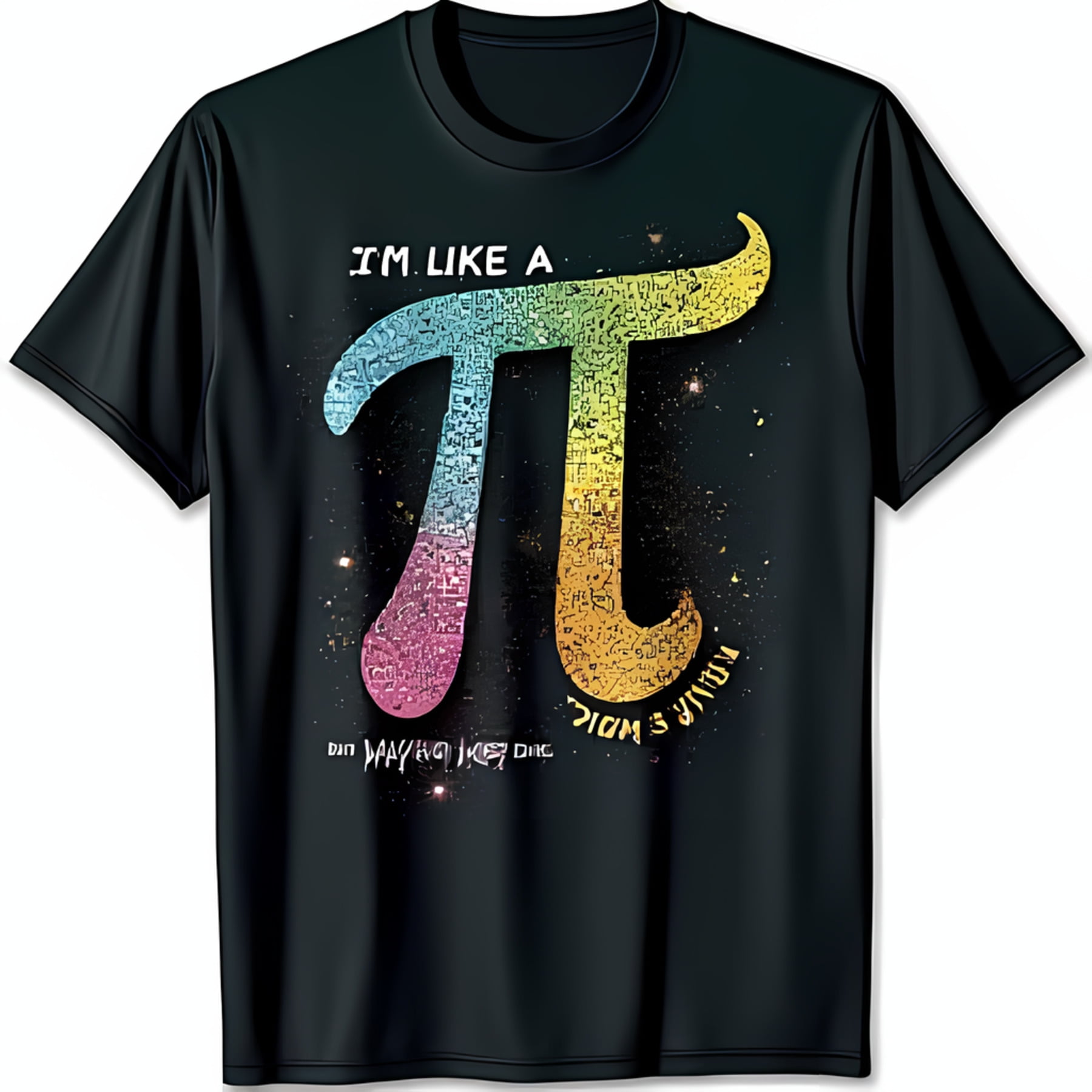 Black T-Shirt with Pi Symbol Graphic 'I'm Like a Pi But Way More ...