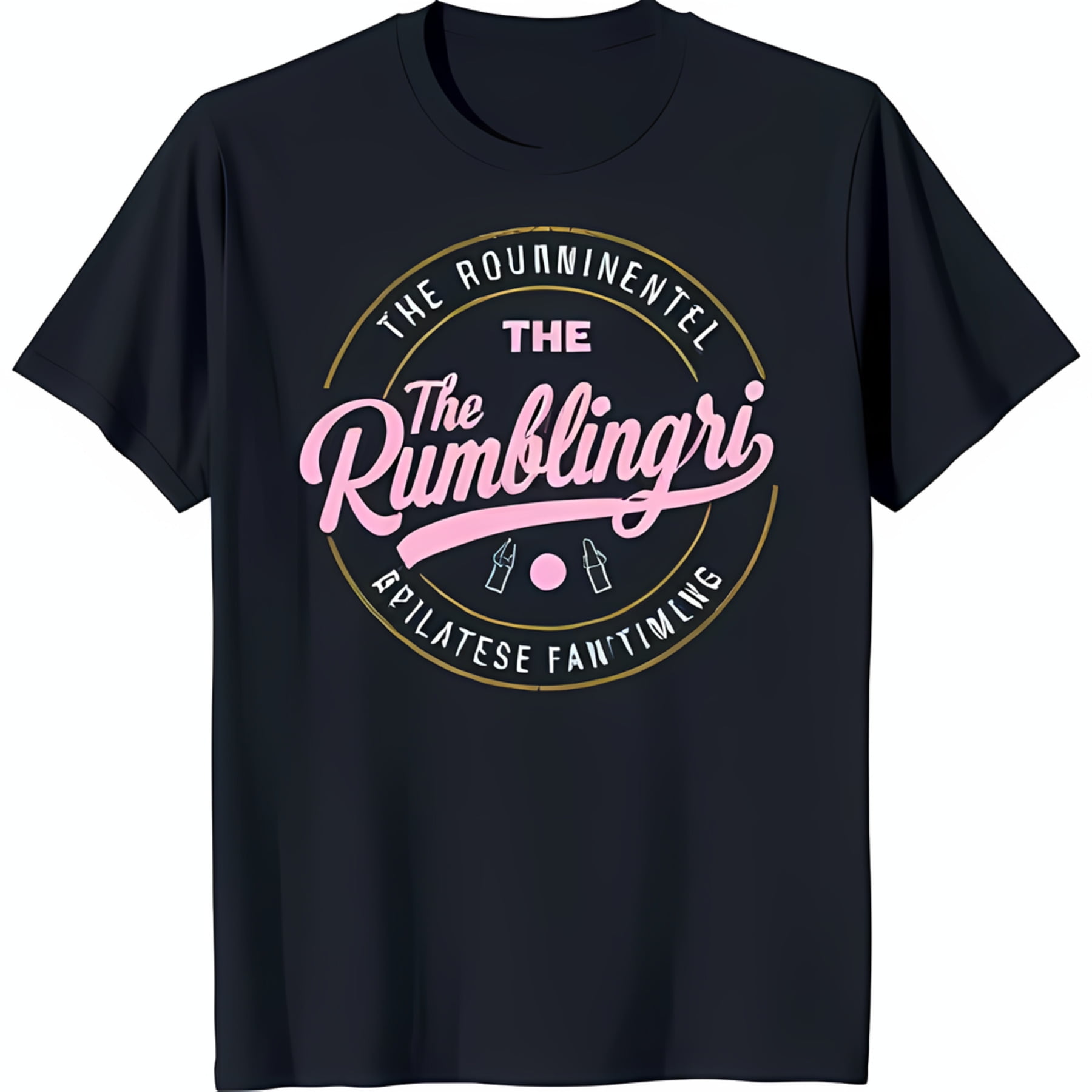 Black T-Shirt with Pink Cursive 'The Rumblingri' Design & Iconic ...