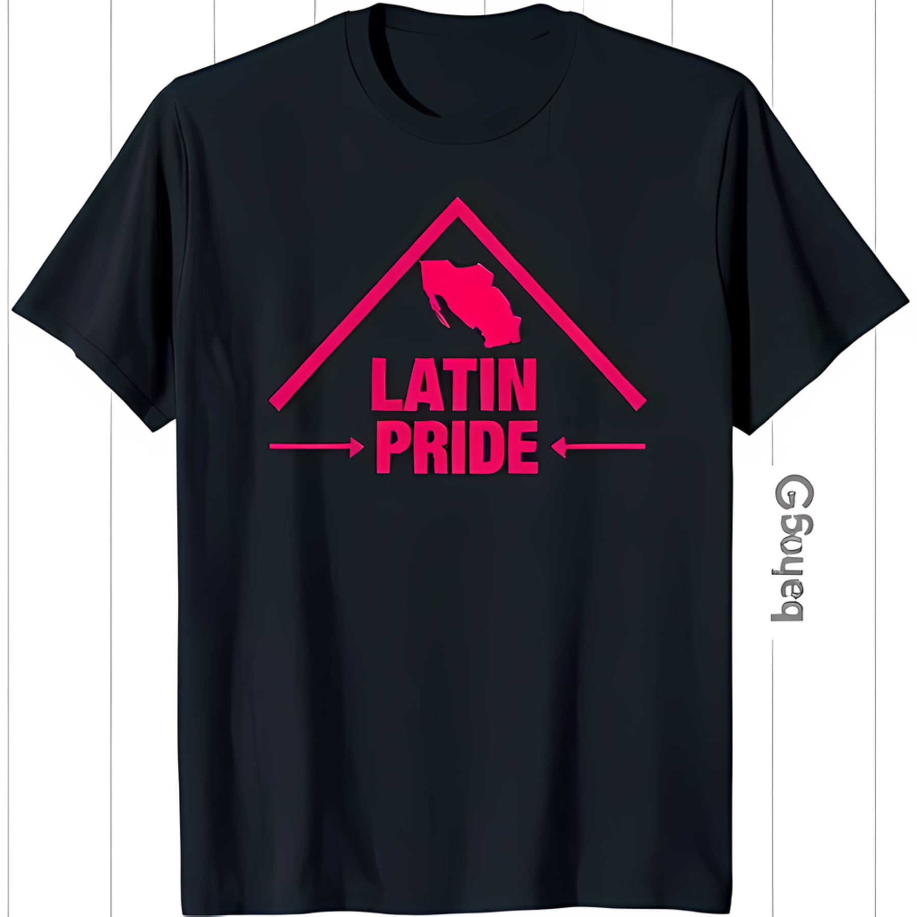 Black T-Shirt with Pink Featuring Latin Map & 'LATIN PRIDE' Design ...