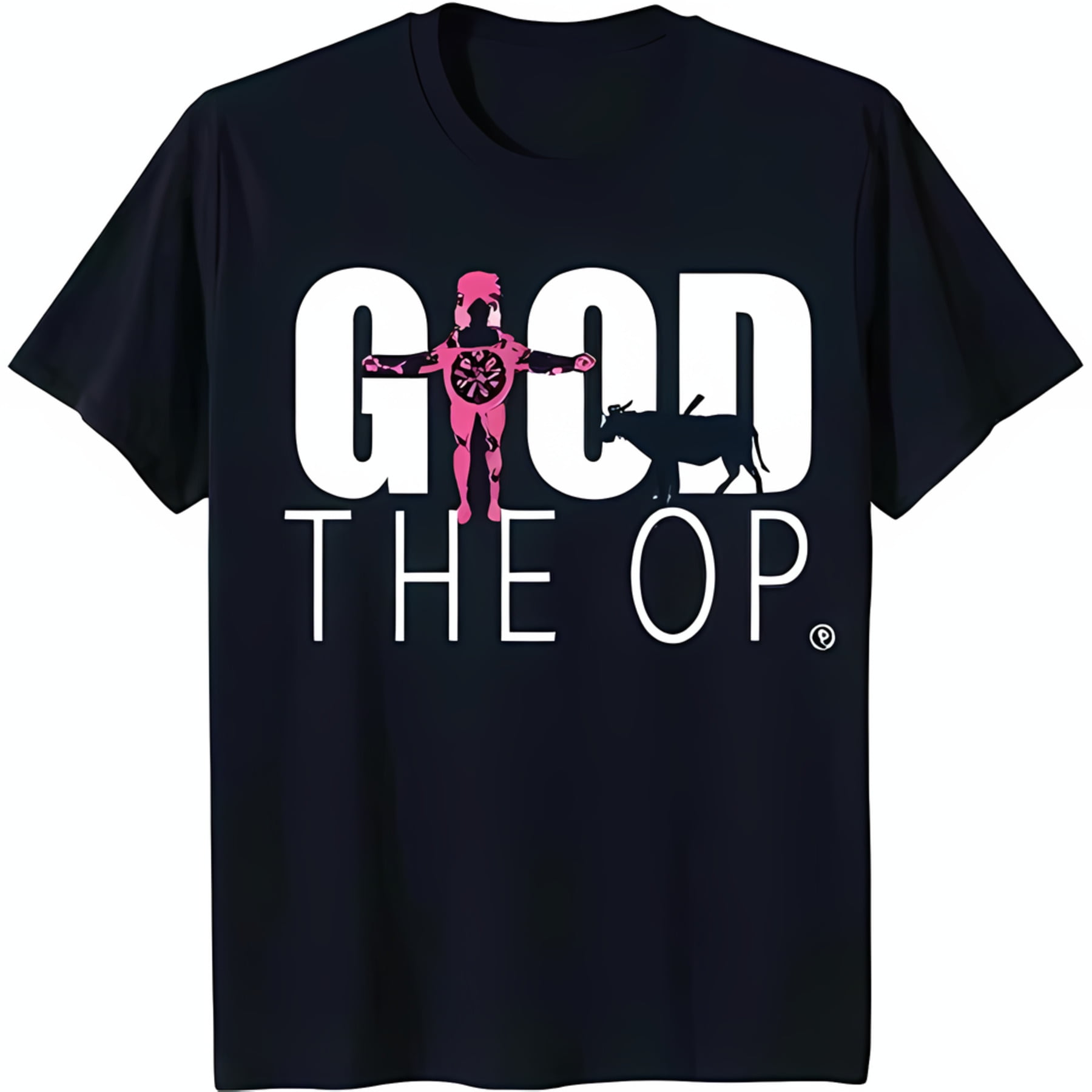 Black T-Shirt with Pink 'GOD THE OP' Text & Black Cow Design - Walmart.com