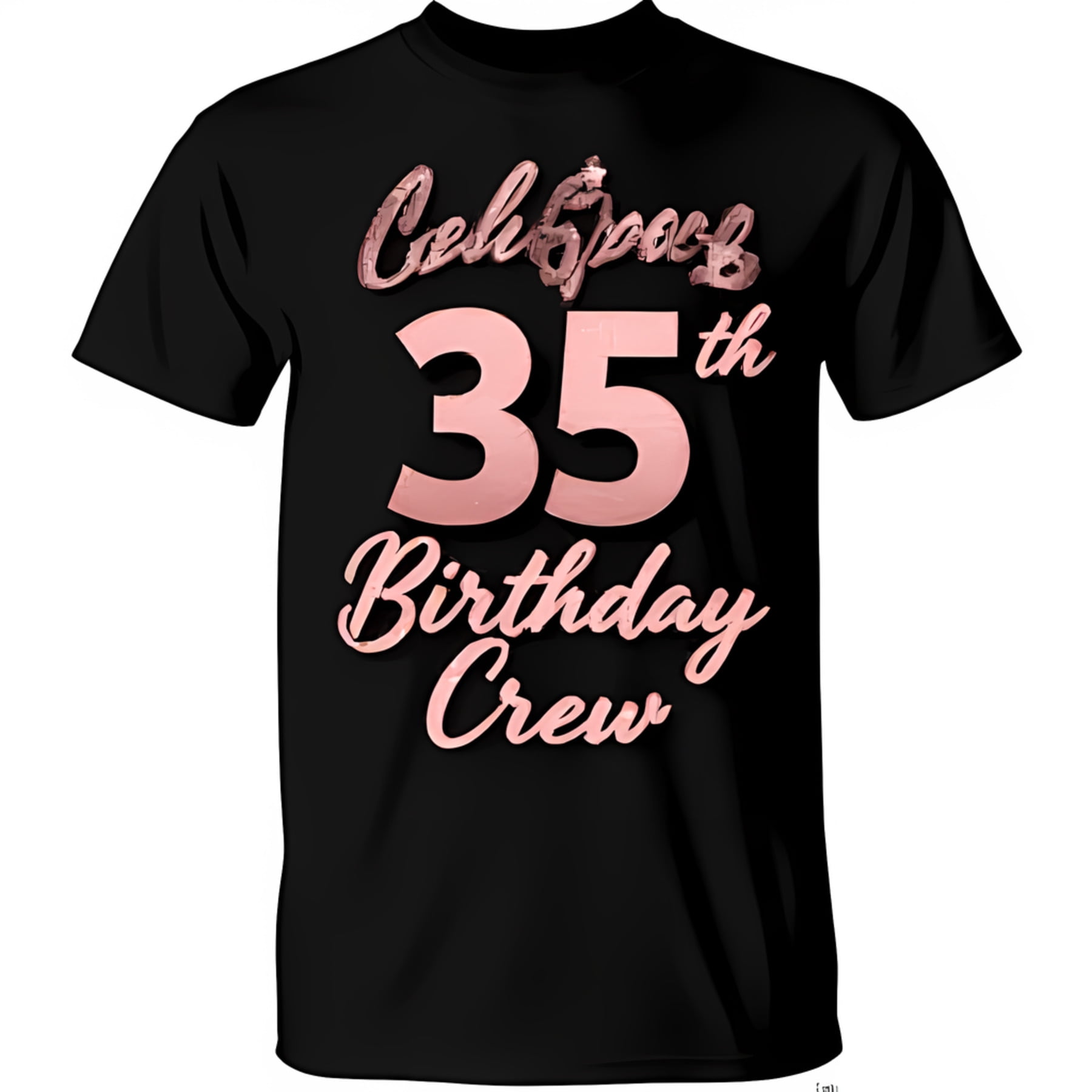 Black T-Shirt with Pink Glitter Celeb 35th Birthday Design for ...