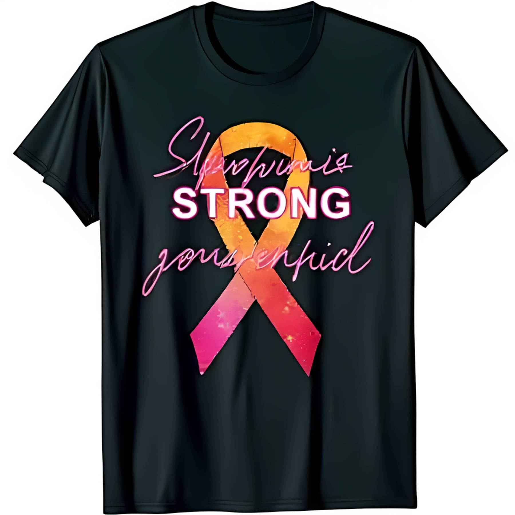 Black T-Shirt with Pink & Ribbon Graphic Spinal Muscular Atrophy ...