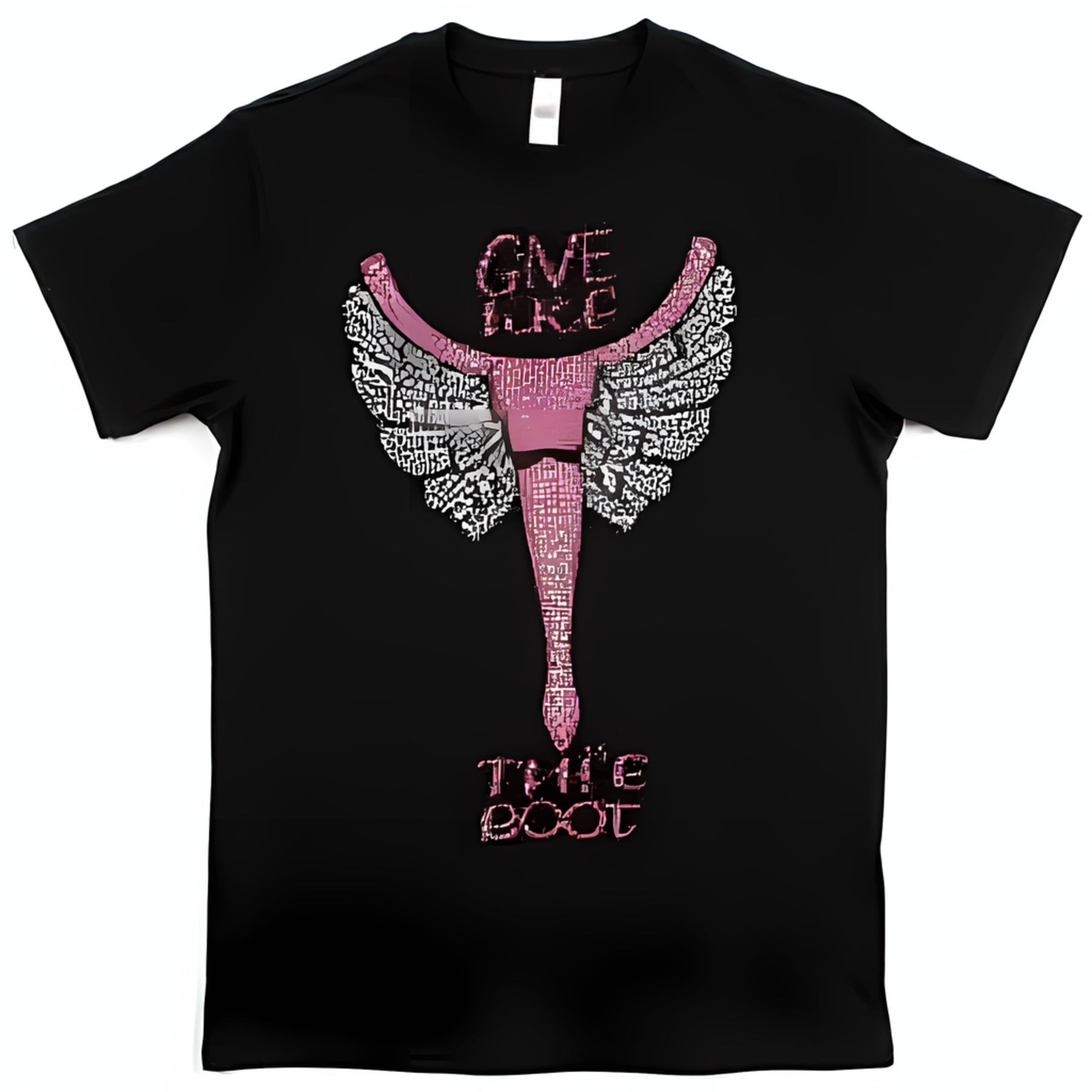 Black T-Shirt with Pink Wing & Leg Design Give Like The Boot - Walmart.com
