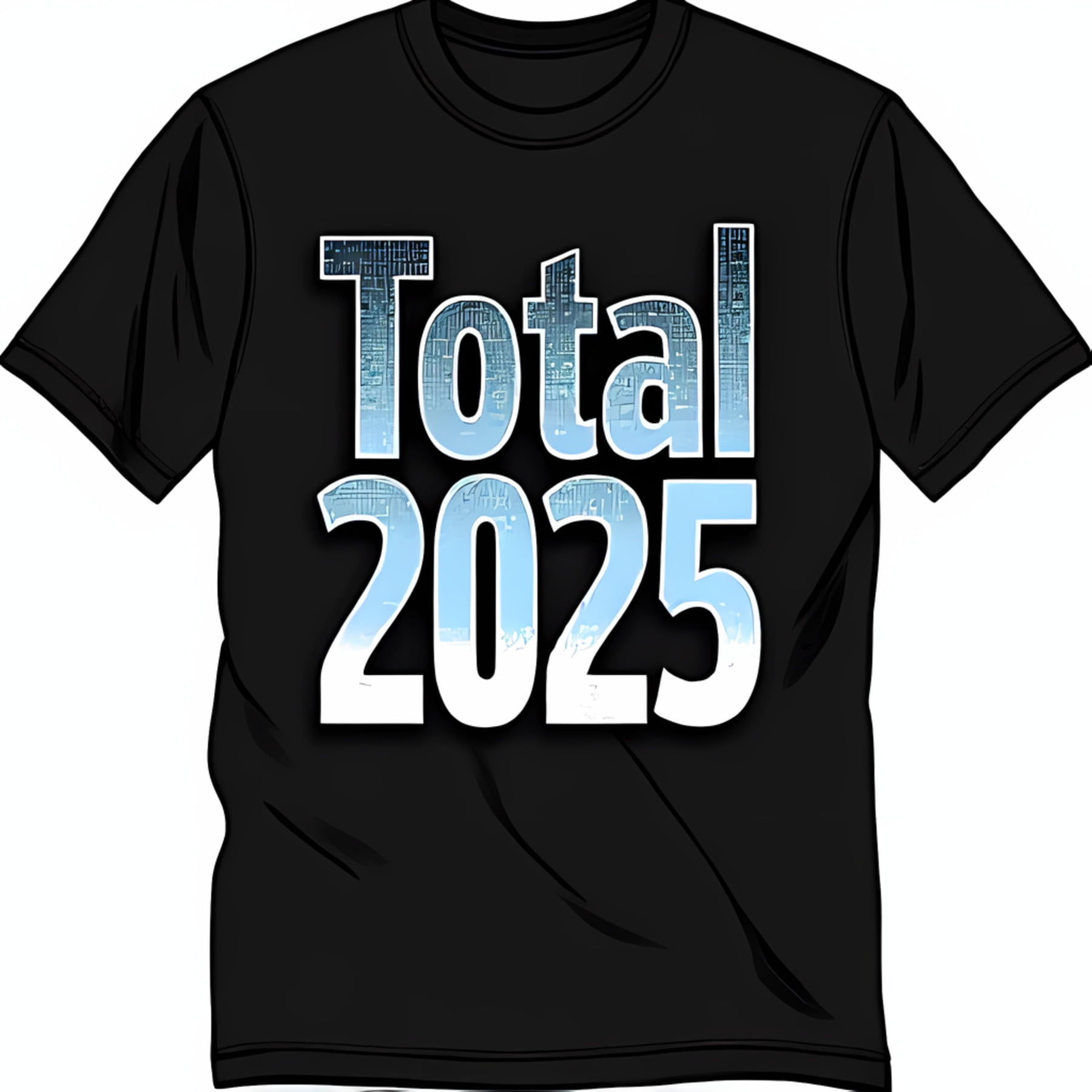 Black T-Shirt with Pixelated 'Total 2025' Graphic Classic Design ...