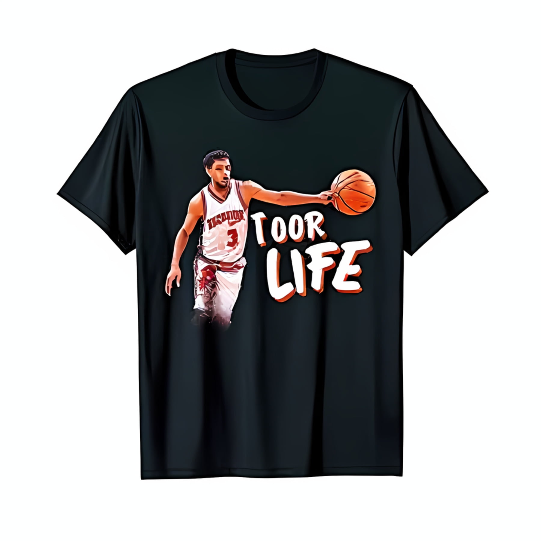 Black T-Shirt with Player Dribbling Design TOOR LIFE Graphic Tee ...