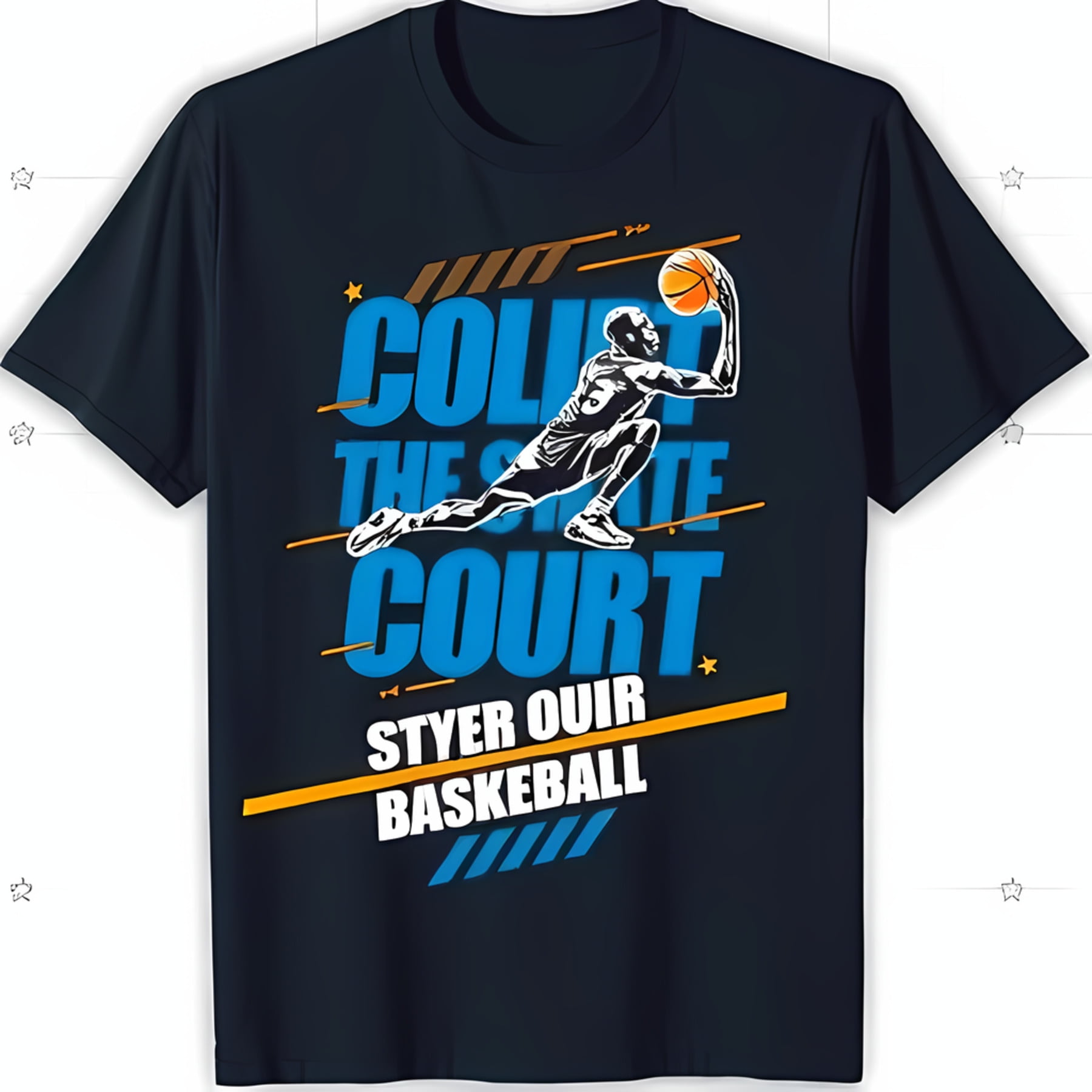 Black T-Shirt with Player and Bold Line Design - Walmart.com
