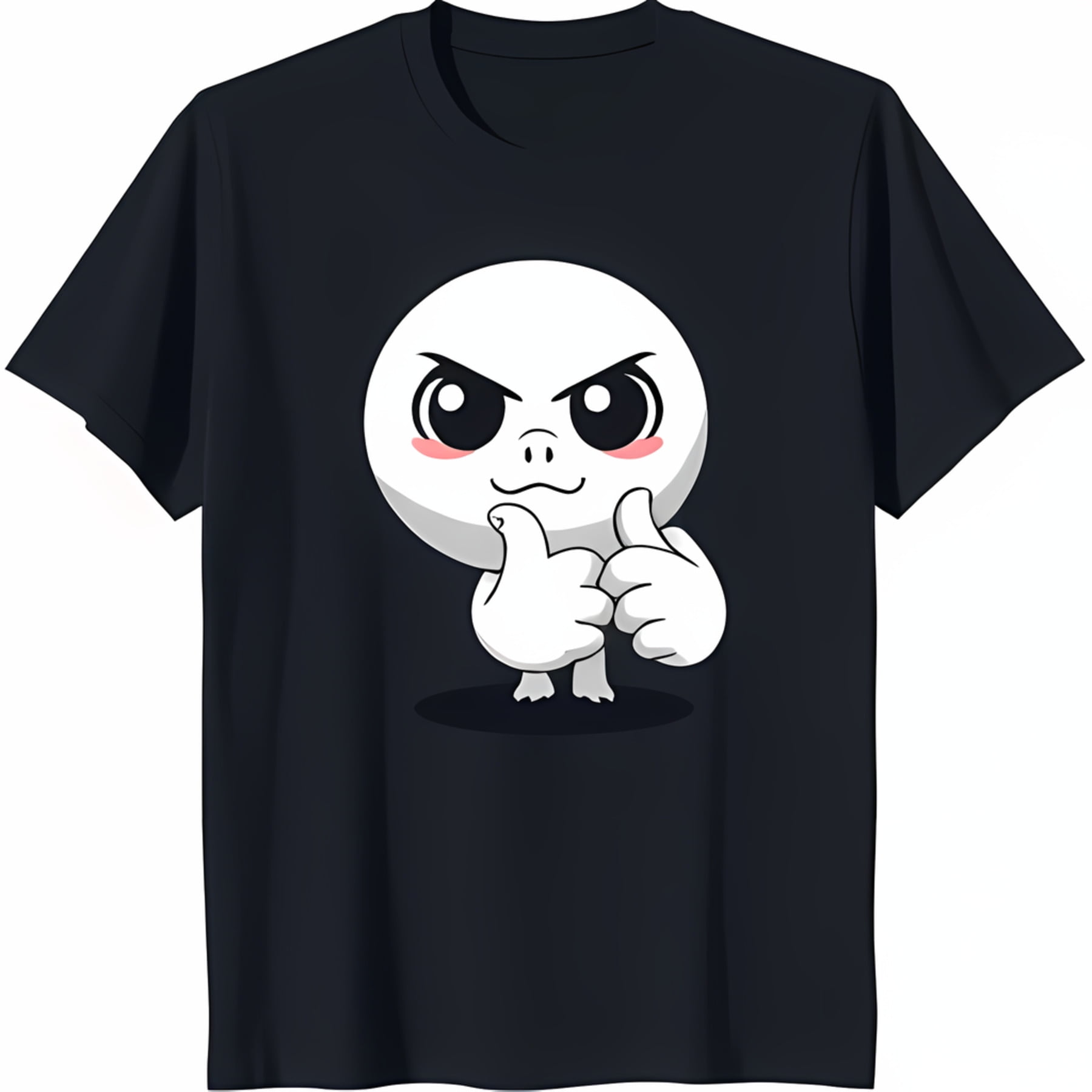 Black T-Shirt with Playful Cartoon Character Giving Graphic - Walmart.com