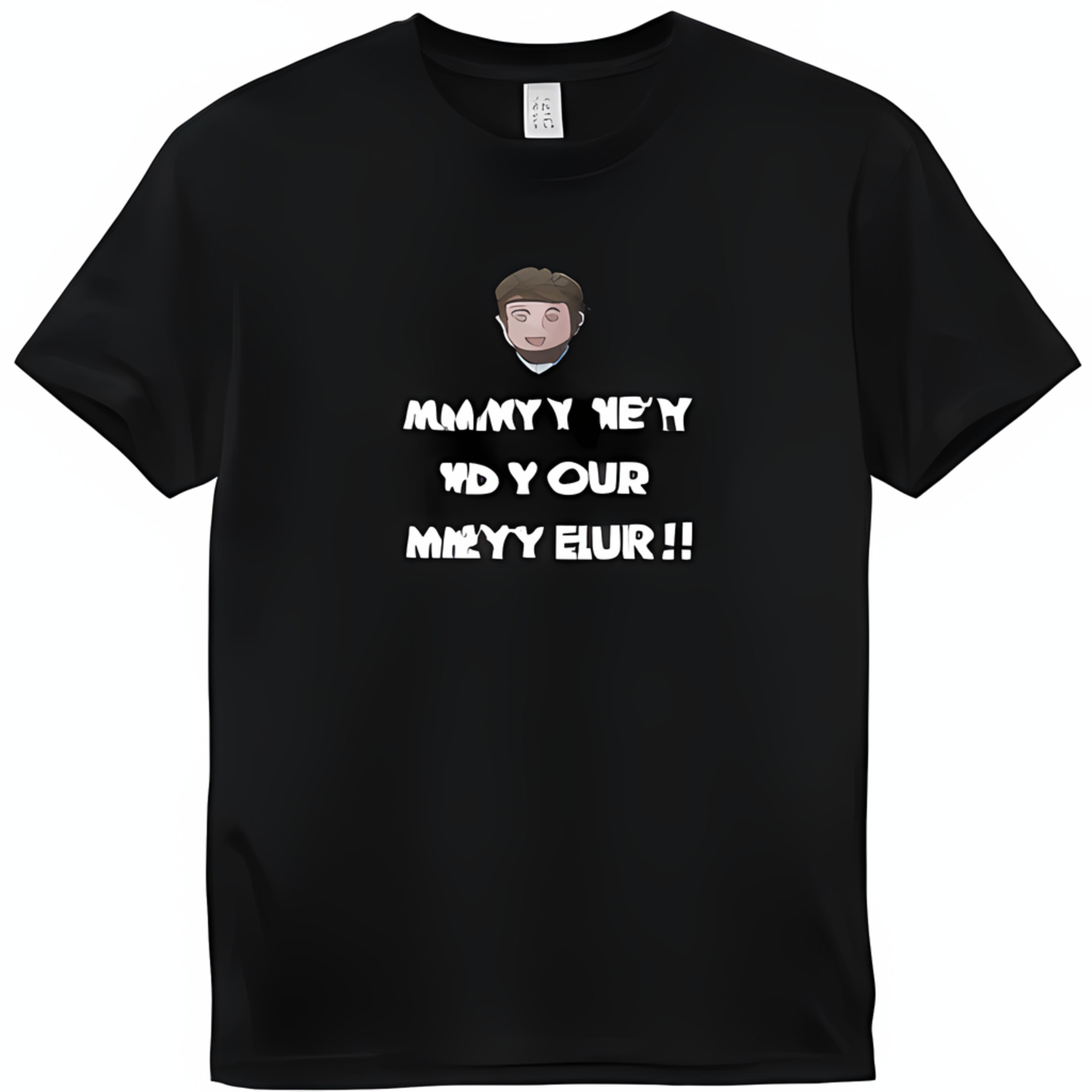 Black T-Shirt with Playful Cartoon Character and Witty Text Eye ...