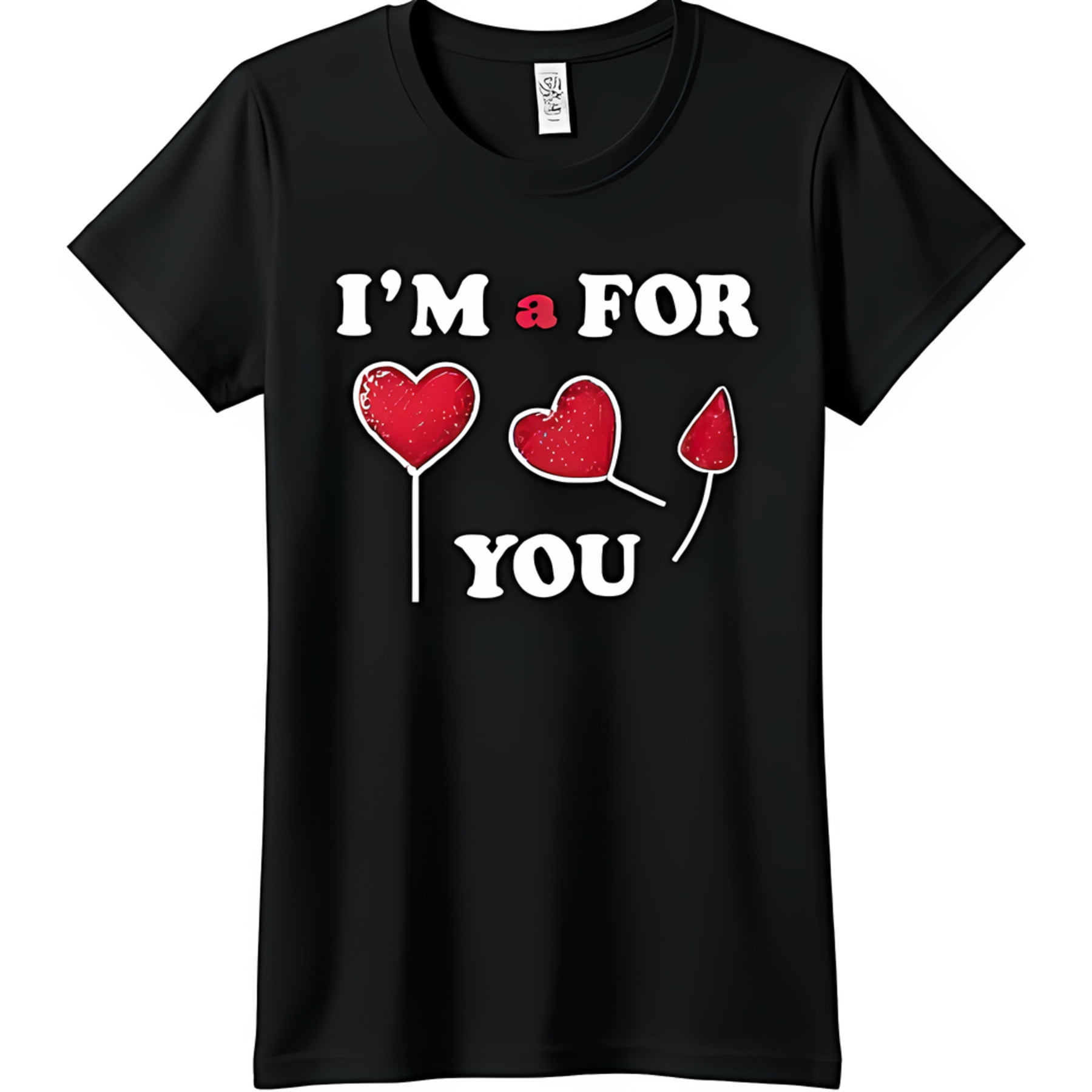 Black T-Shirt with Playful I M a FOR YOU Typography & Heart Graphics ...