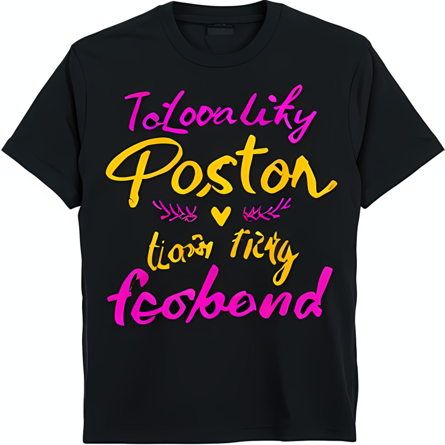 Black T-Shirt with Playful To Look Like Boston Graphic Fun & Stylish ...