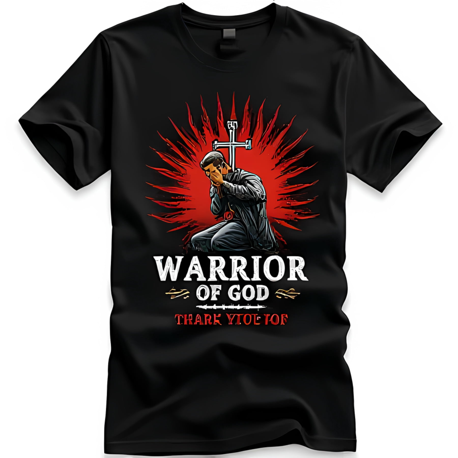 Black T-Shirt with Prayerful Man Graphic of God Design - Walmart.com