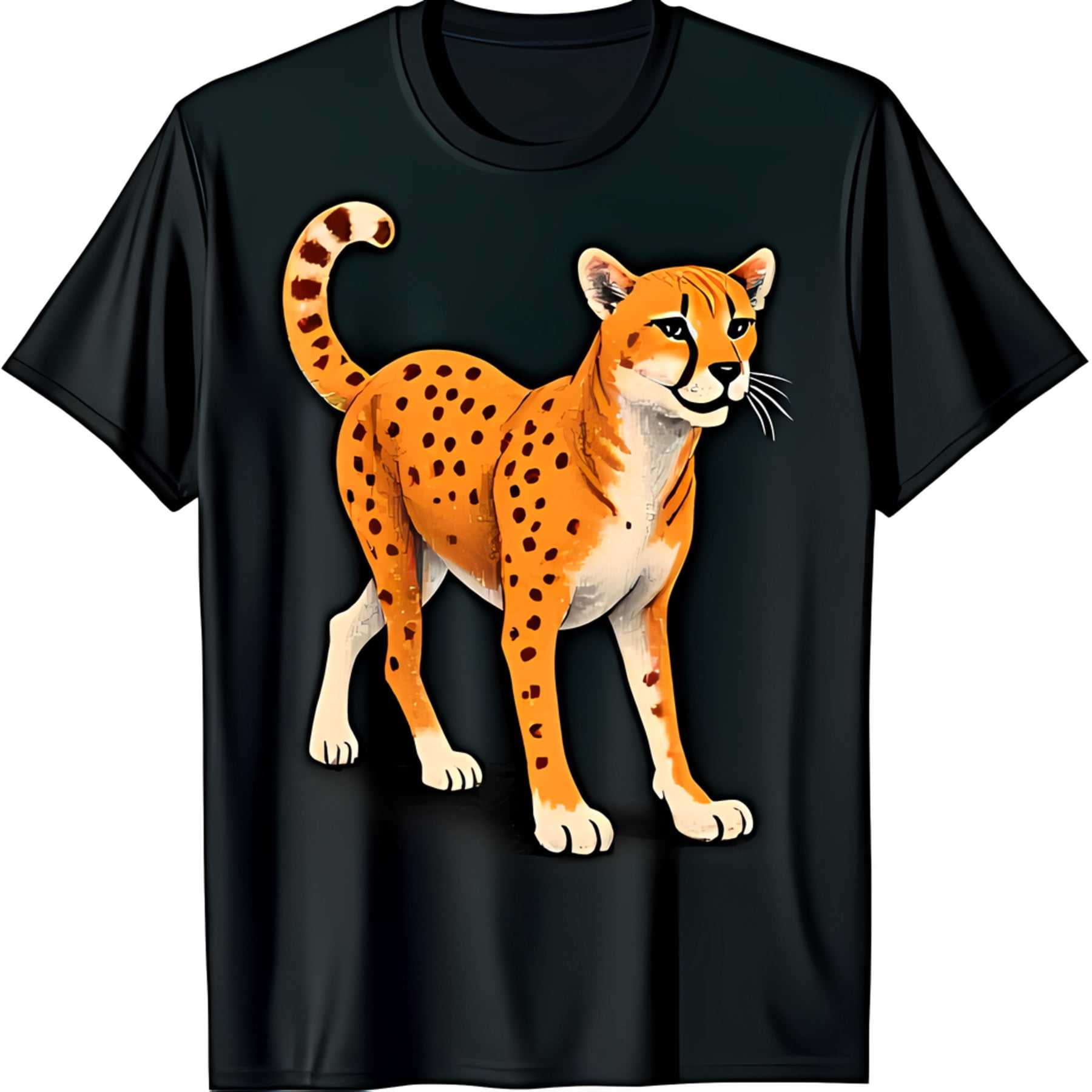 Black T-Shirt with Print Stylish Design Facing Right Unique Animal ...