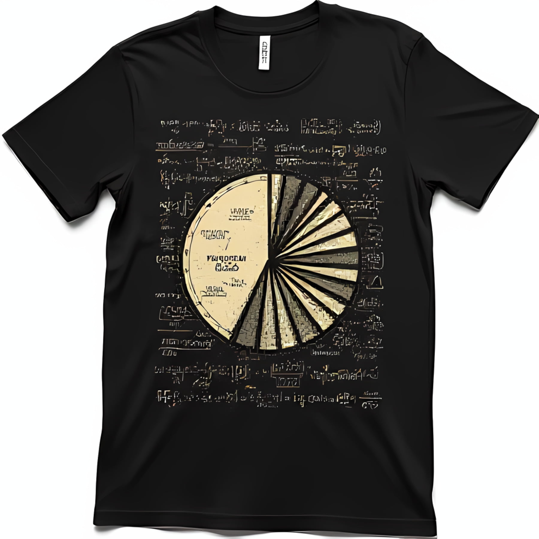 Black T-Shirt with Pythagorean Ratio Pie Chart & Math Equations Graphic ...