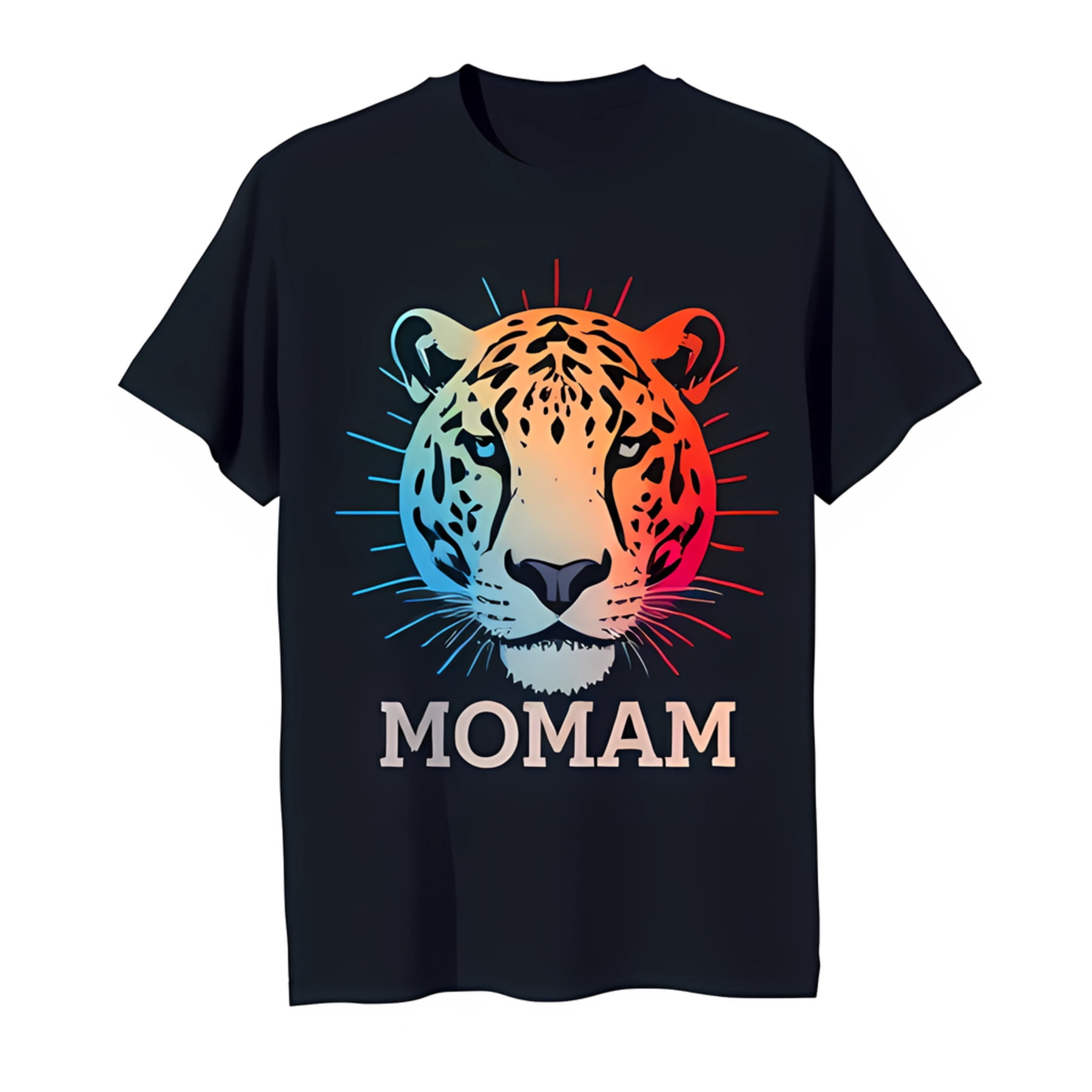 Black T-Shirt with Rainbow Head Design and 'MOMAM' Text - Walmart.com