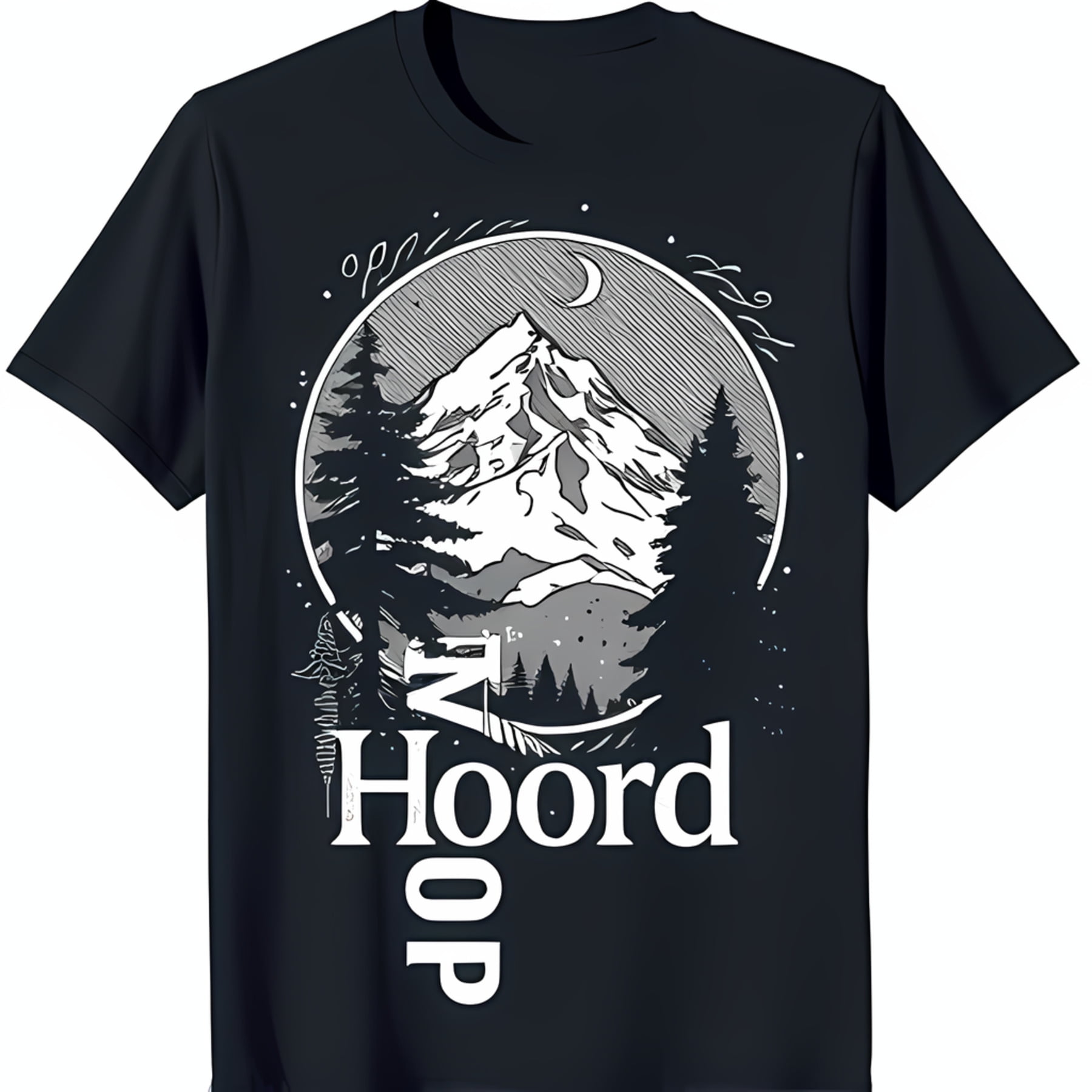 Black T-Shirt with Range Design & 'Hoord op' Text Night Sky Art ...