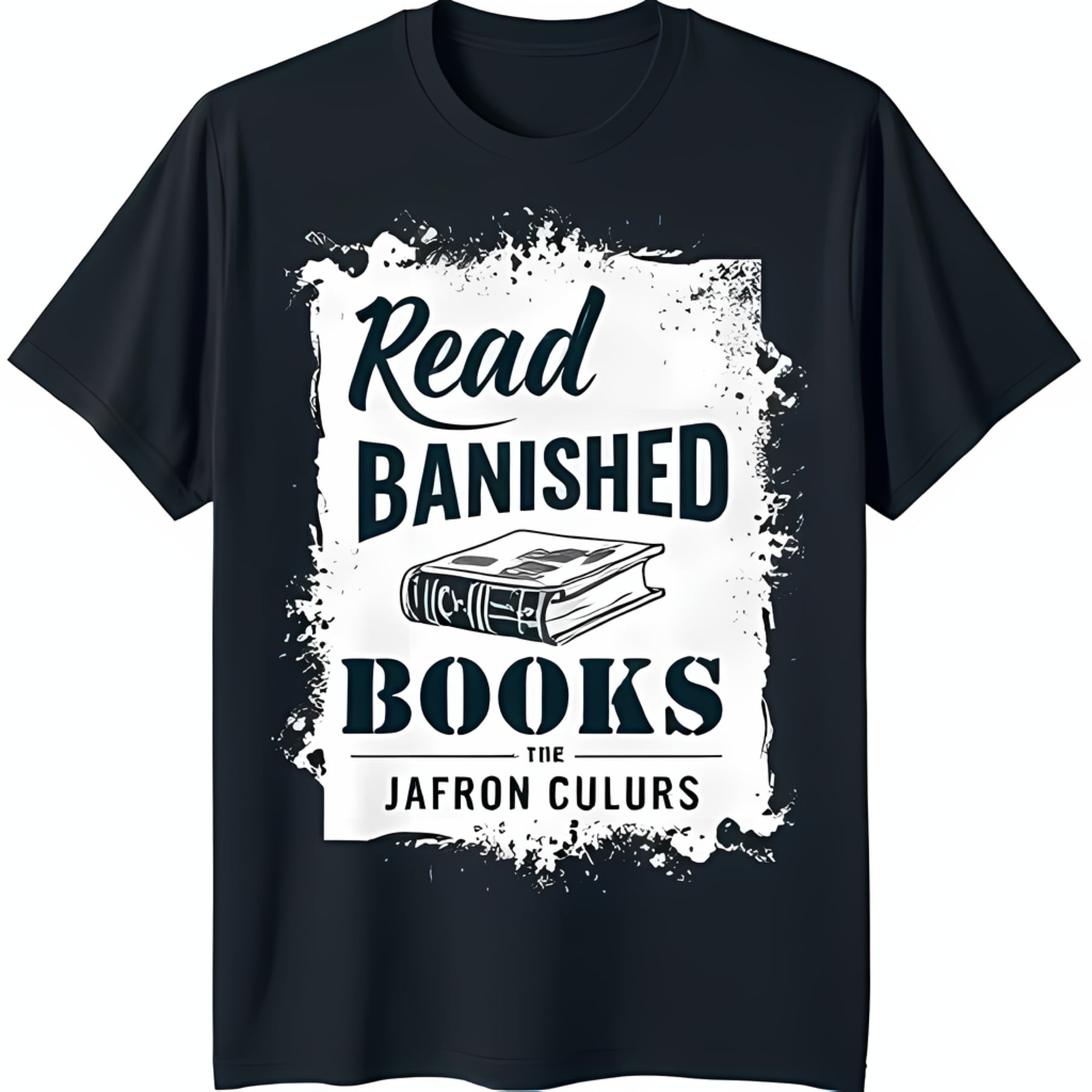 Black T-Shirt with 'Read Banned ' Graphic & Closed Book Design ...