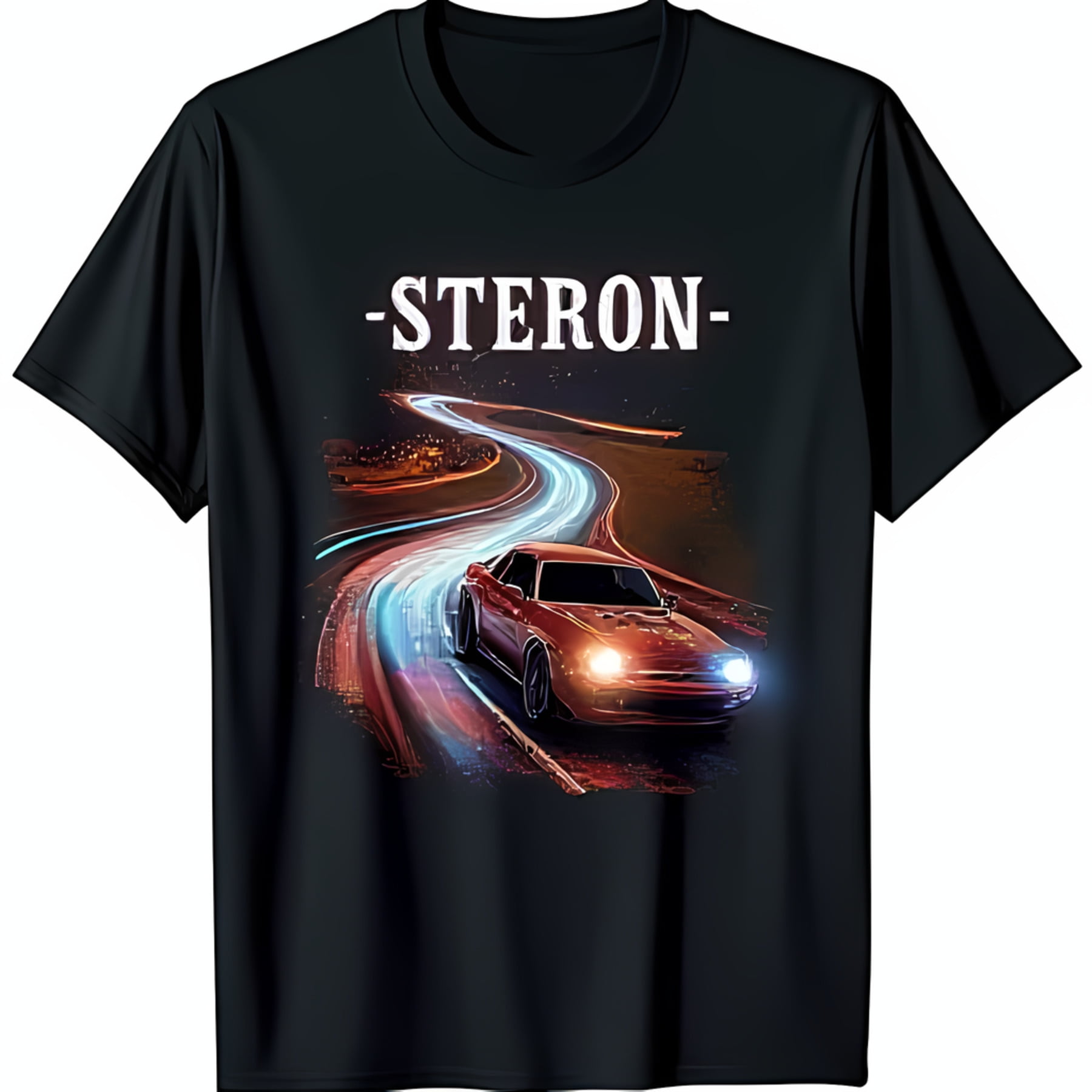 Black T-Shirt with Red Car Design and STERON Graphic Speed & Adventure - Walmart.com
