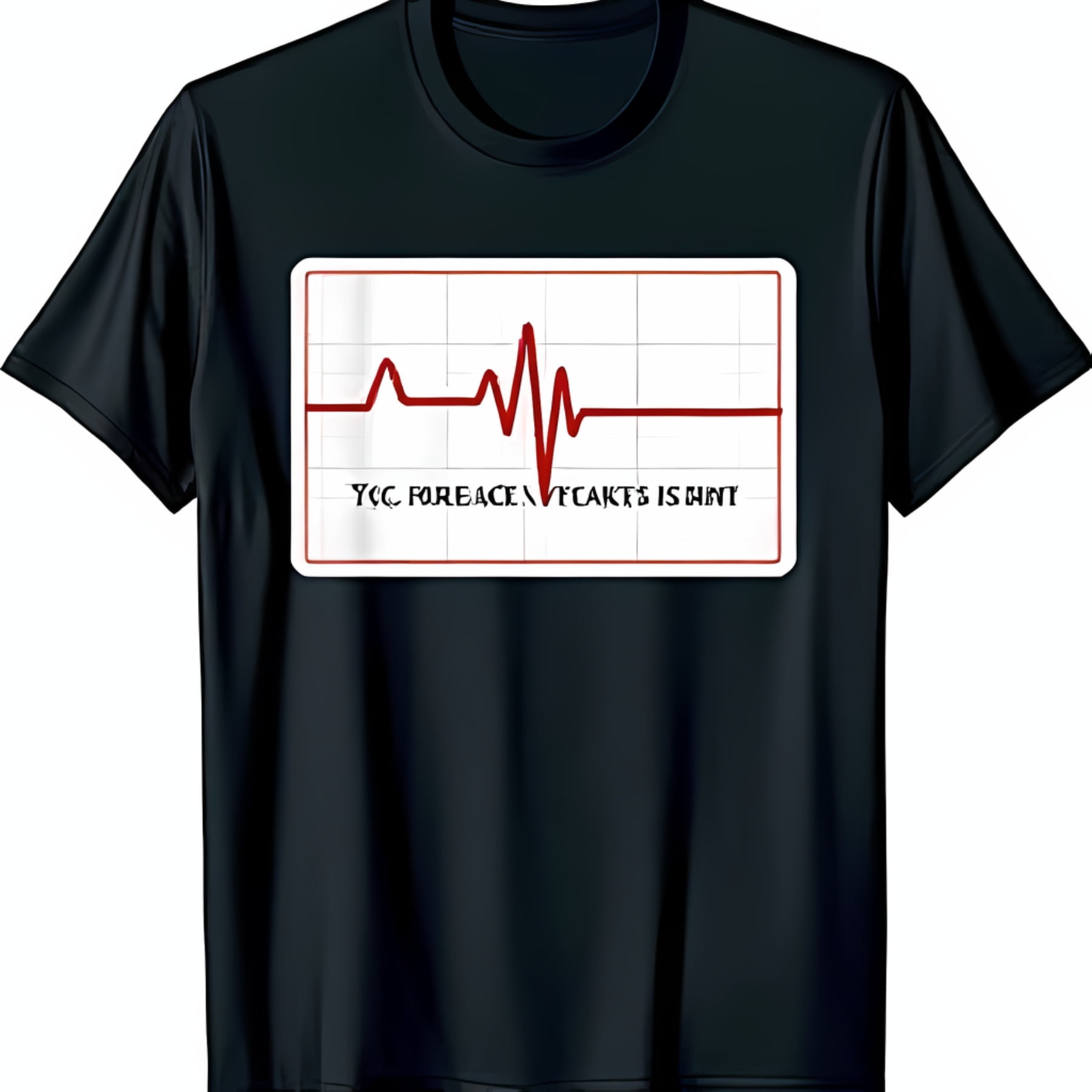 Black T-Shirt with Red EKG Heartbeat Graphic Fun & Playful Design for ...