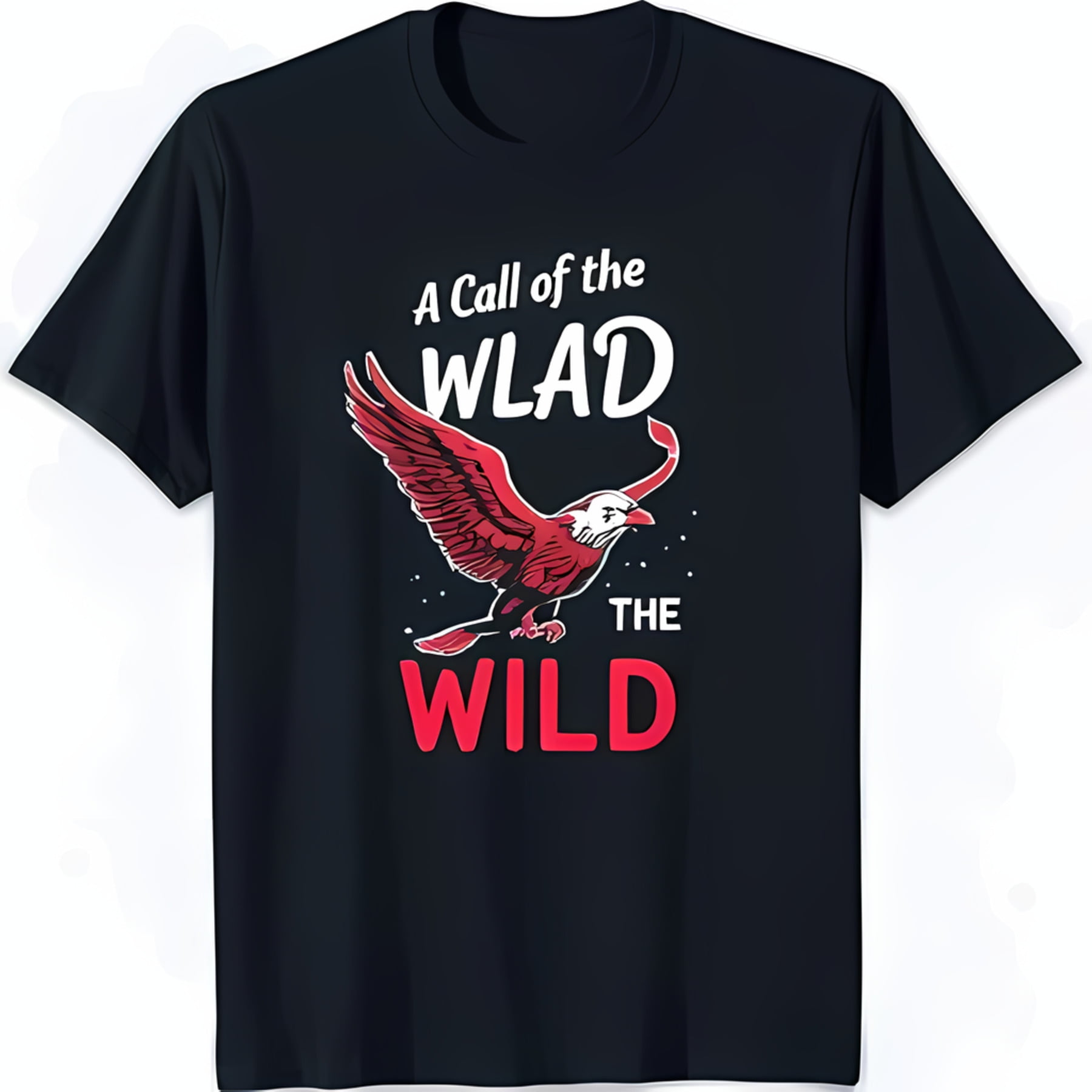 Black T-Shirt with Red Eagle Graphic & A Call of the WLAD THE WILD Text - Walmart.com