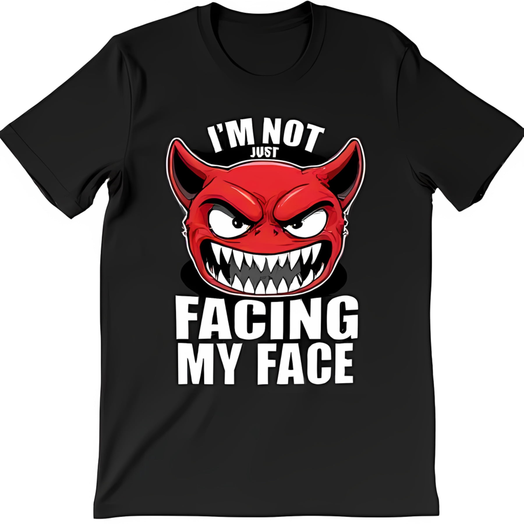 Black T-Shirt with Red Face Graphic and 'I’m Not Just Facing My Face ...