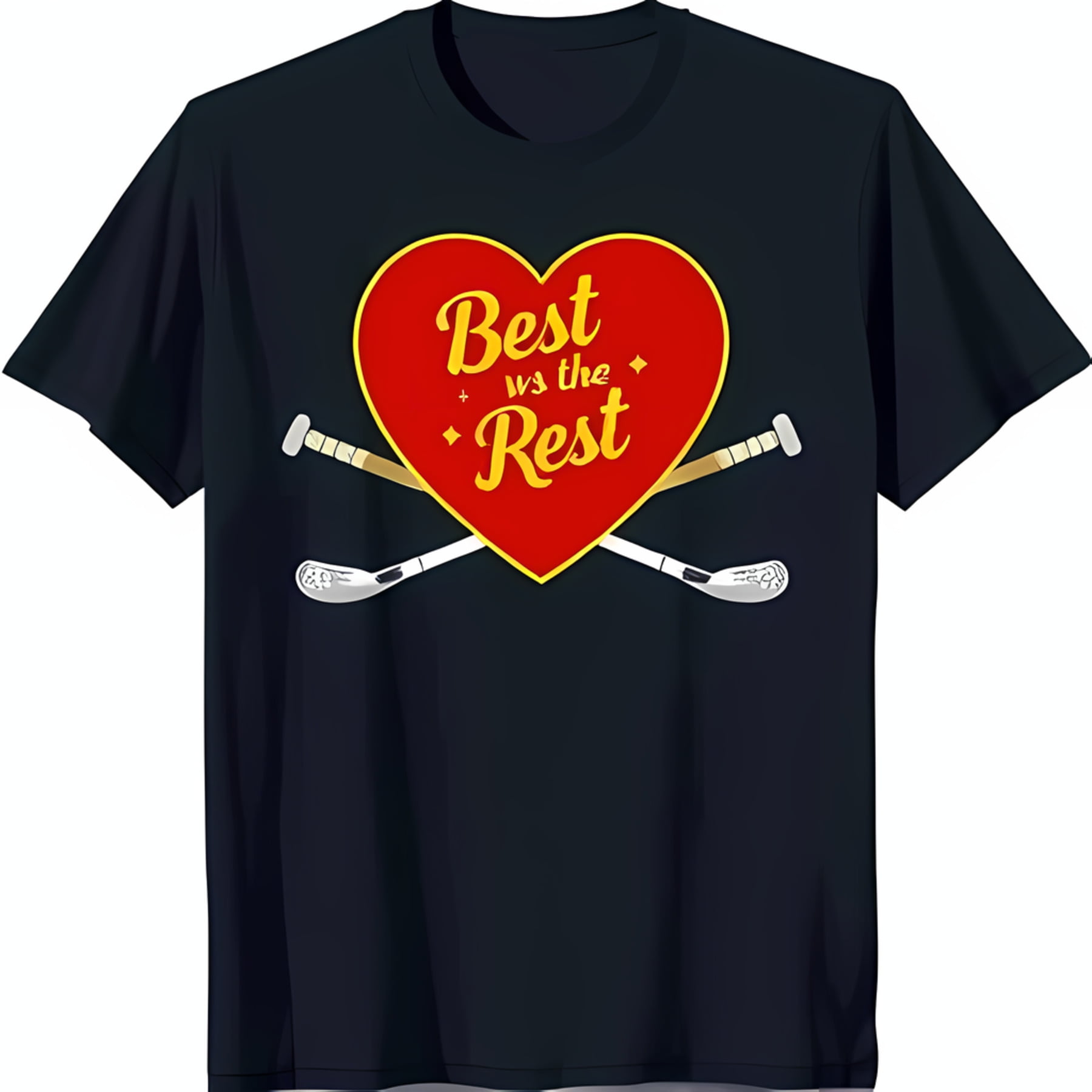 Black T-Shirt with Red Heart Graphic & 'Best vs the Rest' Text Sticks ...