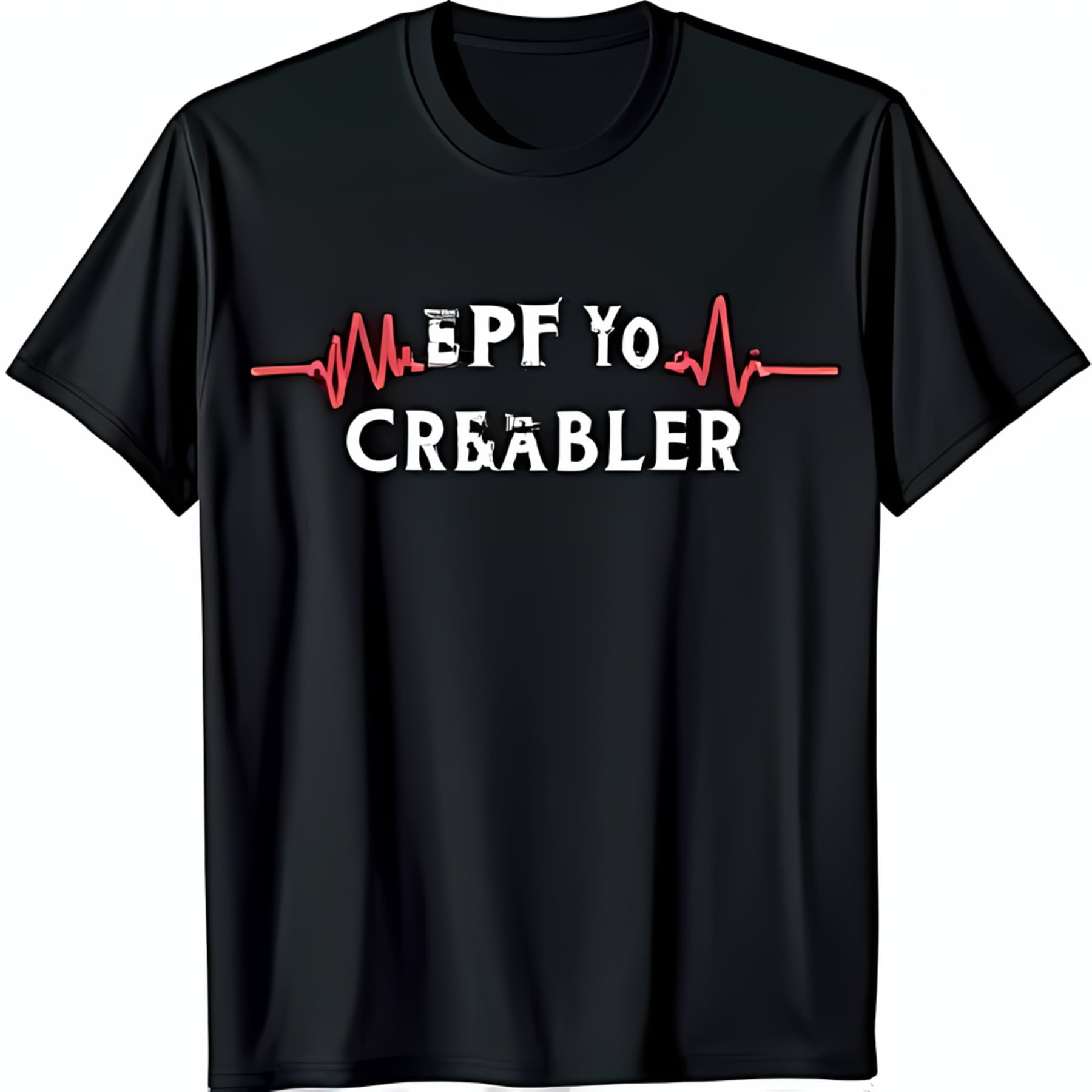 Black T-Shirt with Red Heartbeat Graphic & EPF Yo CREABLER Text Stylish ...