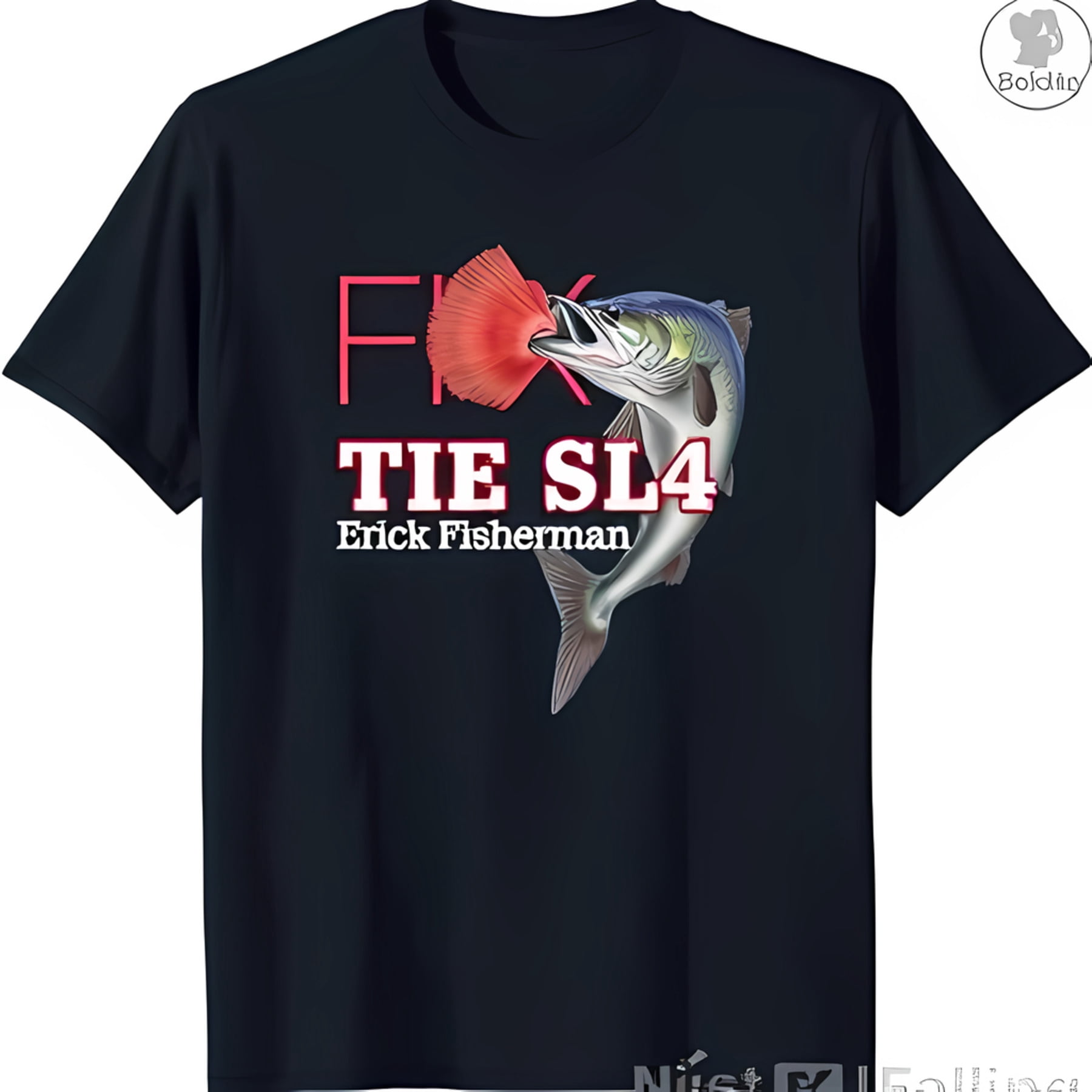 Black T-Shirt with Red Lure Graphic & 'Erick Fisherman' Text - Walmart.com