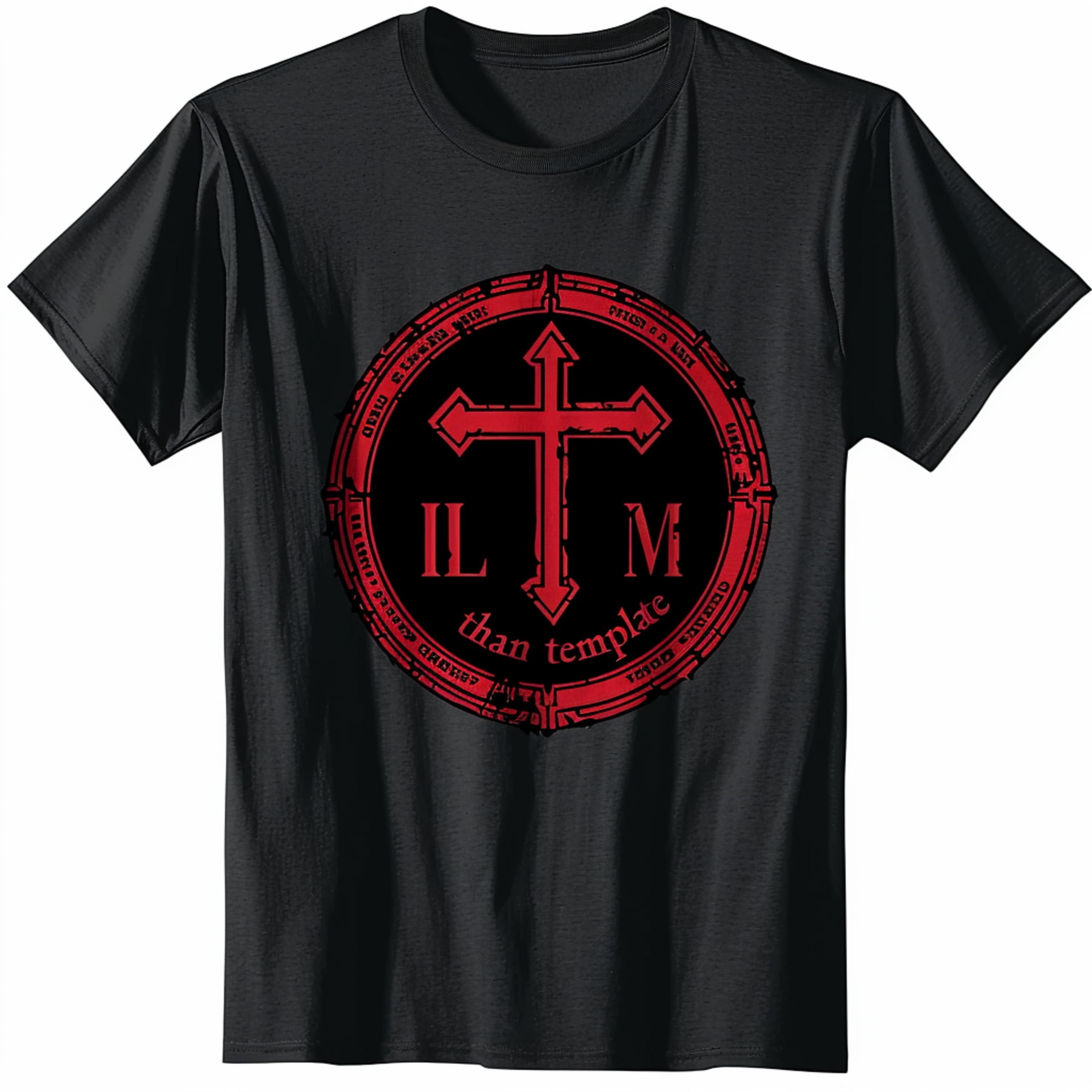 Black T Shirt with Red Medieval Design and ILIUM Word Inspired by Zack ...