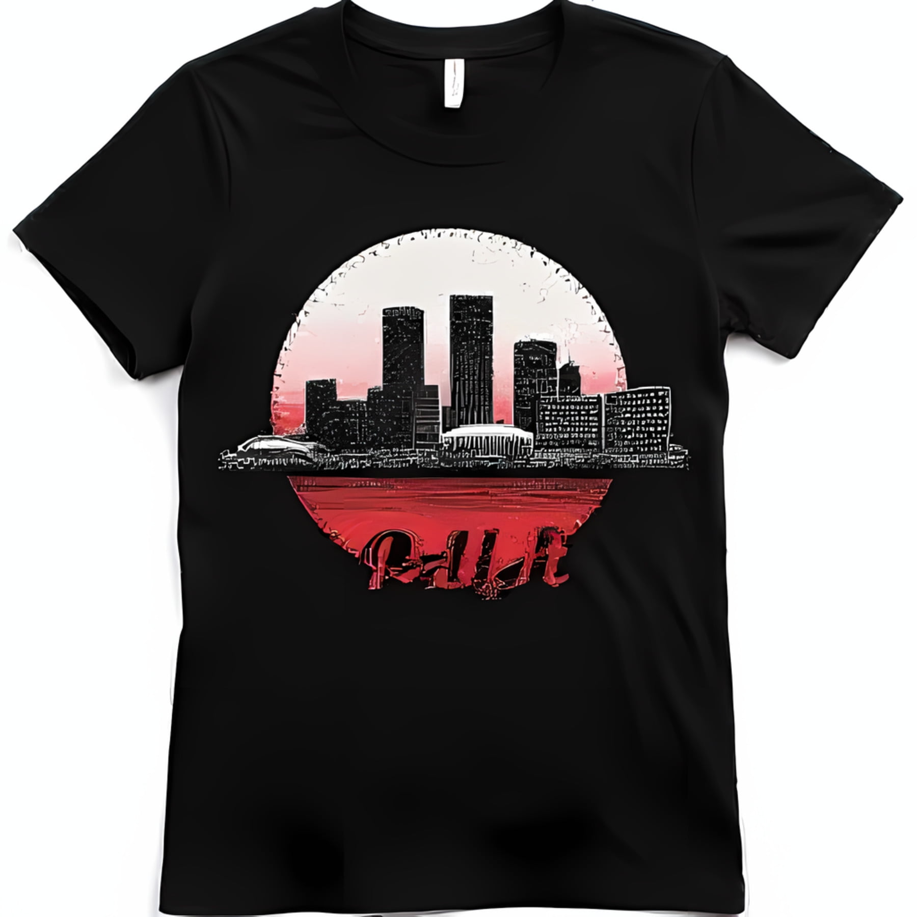 Black T-Shirt with Red Outlined City and 'Ballet' in Cursive - Walmart.com