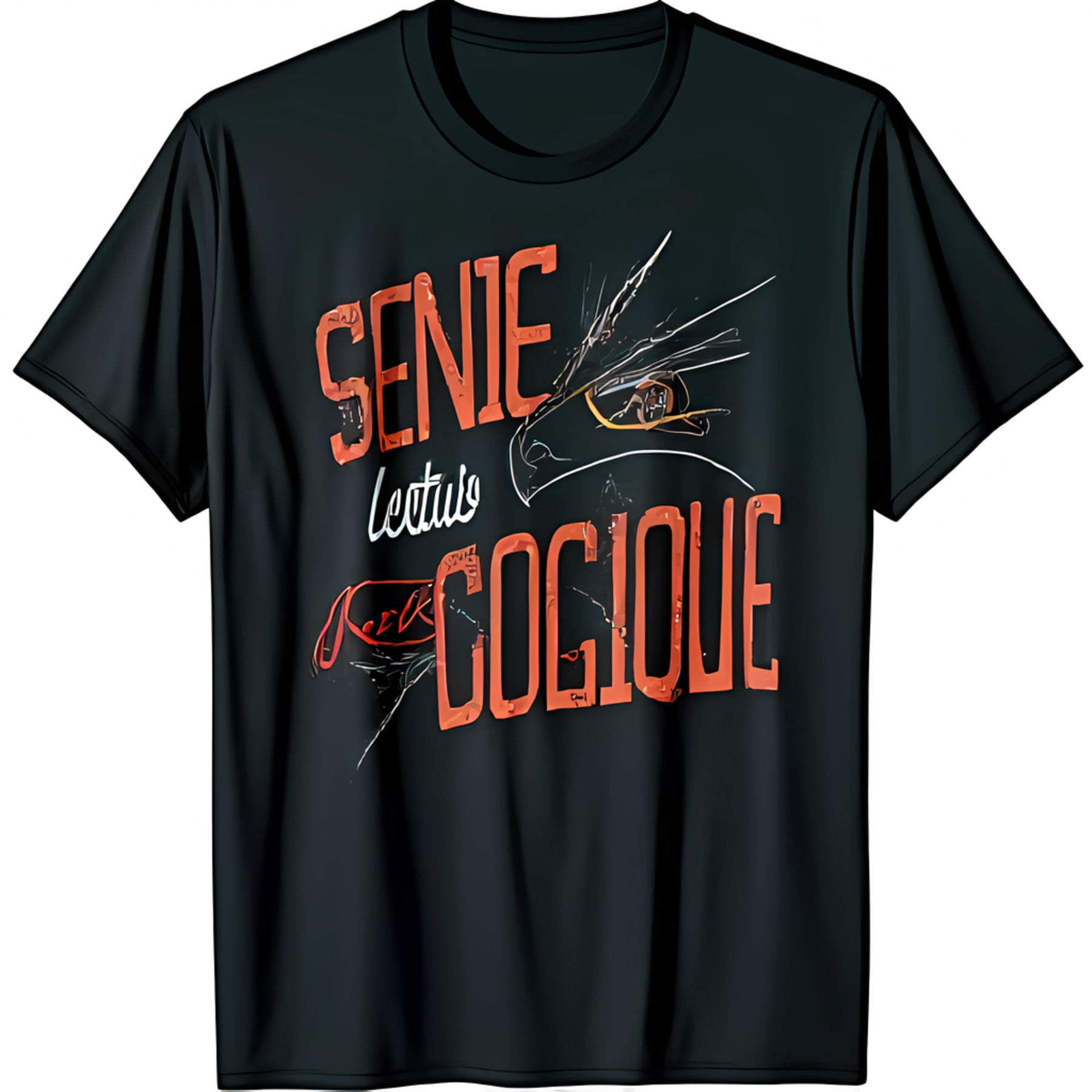 Black T-Shirt with Red Senie & Cogioque Design and Eagle Eye - Walmart.com