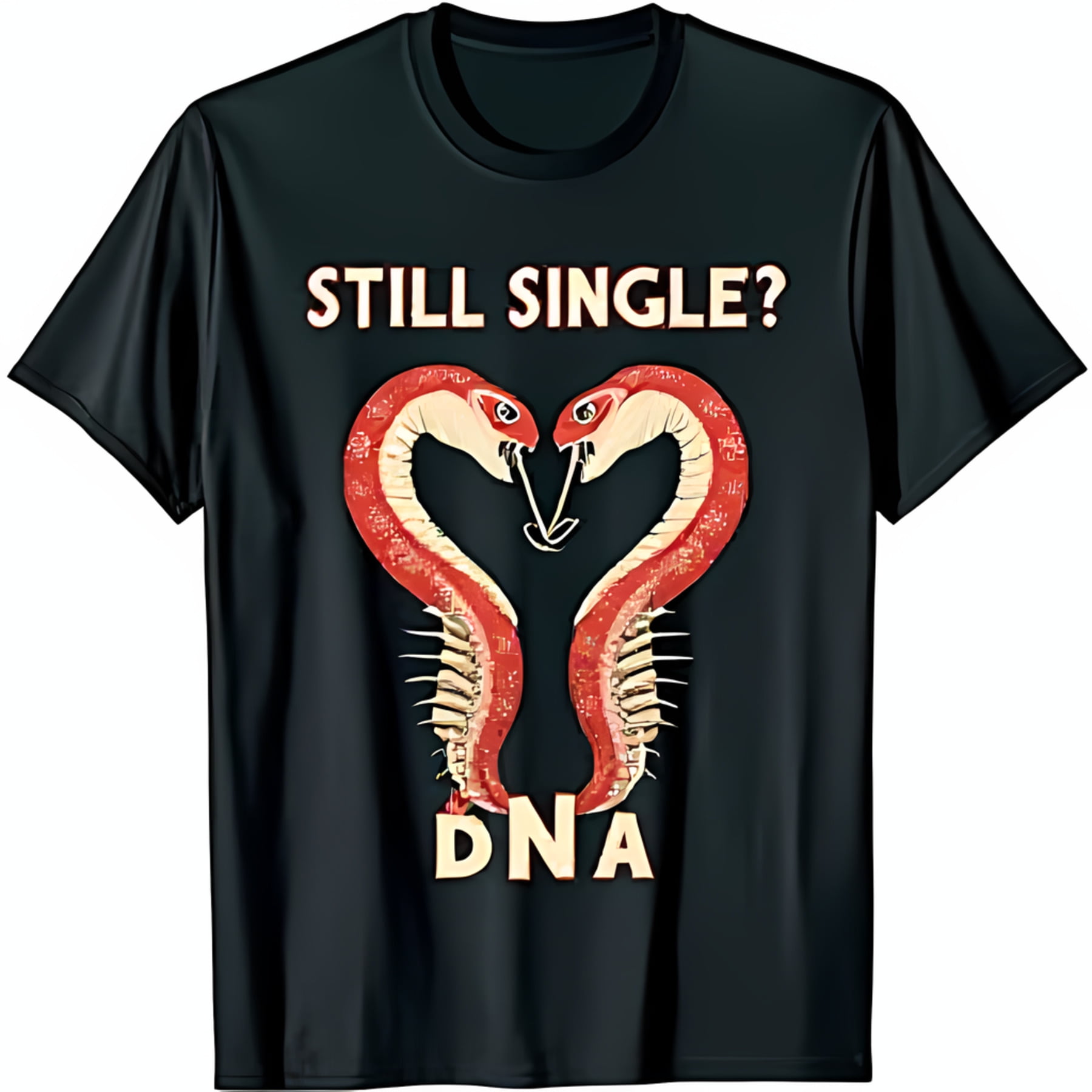 Black T-Shirt with Red Snakes Heart Graphic STILL SINGLE? & DNA Design ...