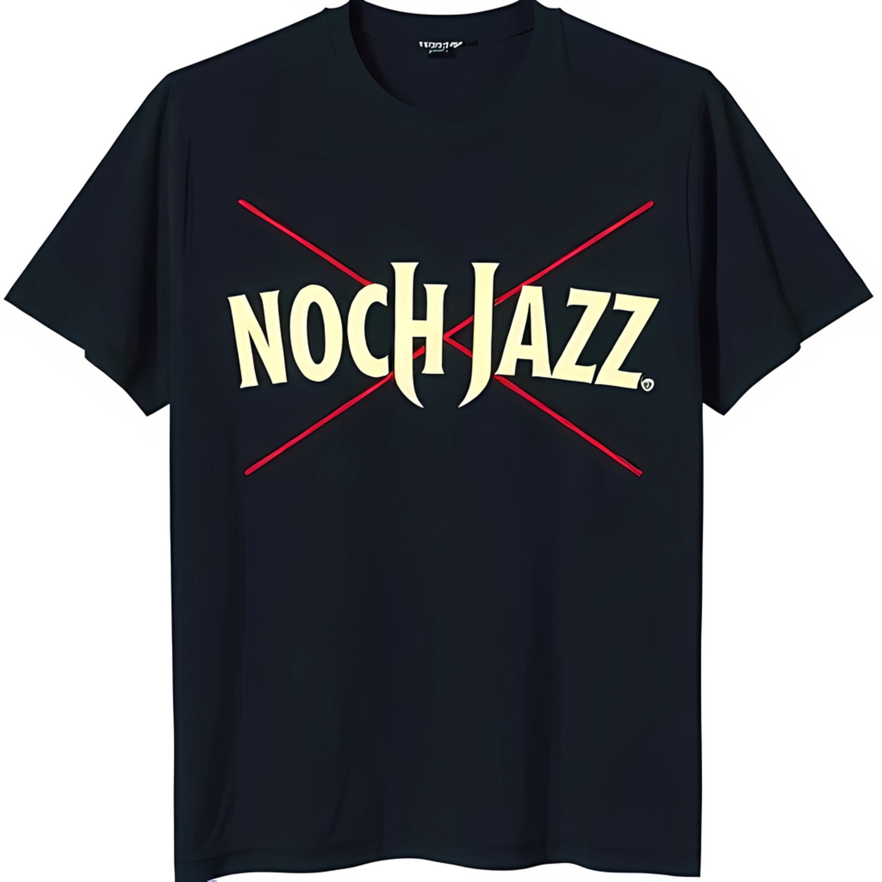Black T-Shirt with Red X Over 'NOCH ' in Bold Gold Letters Unique ...
