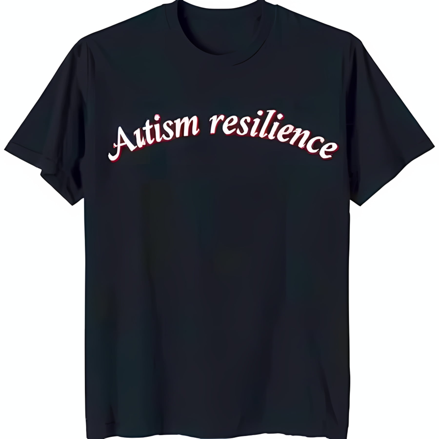 Black T-Shirt with ' Resilience' Graphic in White & Red Cursive ...