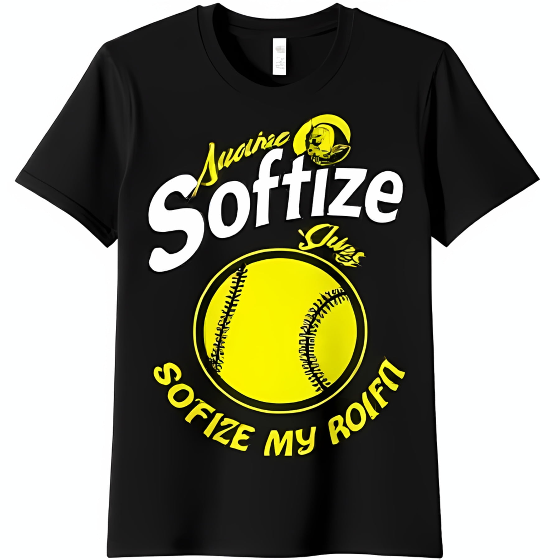 Black T-Shirt with Retro Softball Graphic & Soffize Guys Text Fun ...