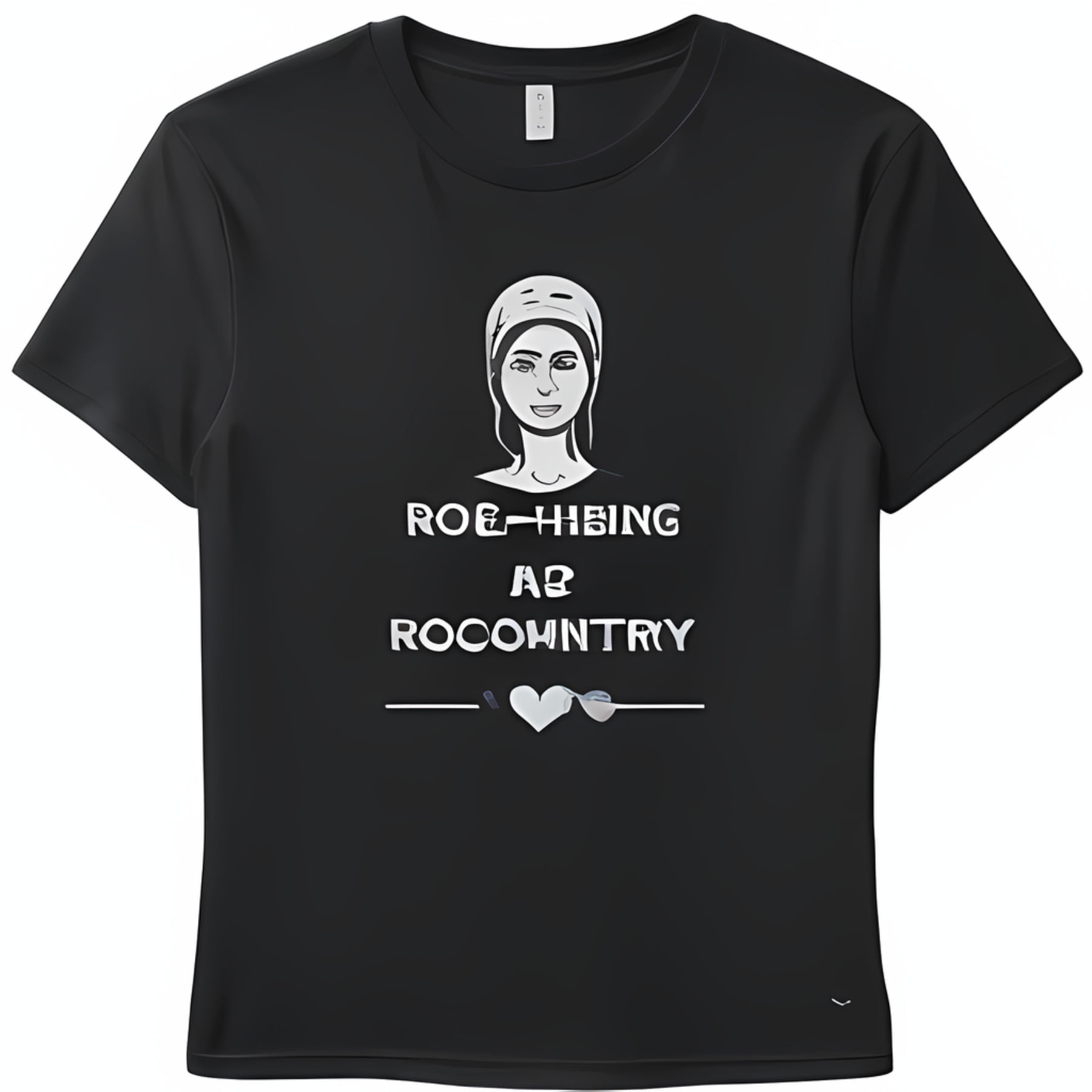 Black T-Shirt with Roo Hibing and Country Words Woman in Headscarf ...