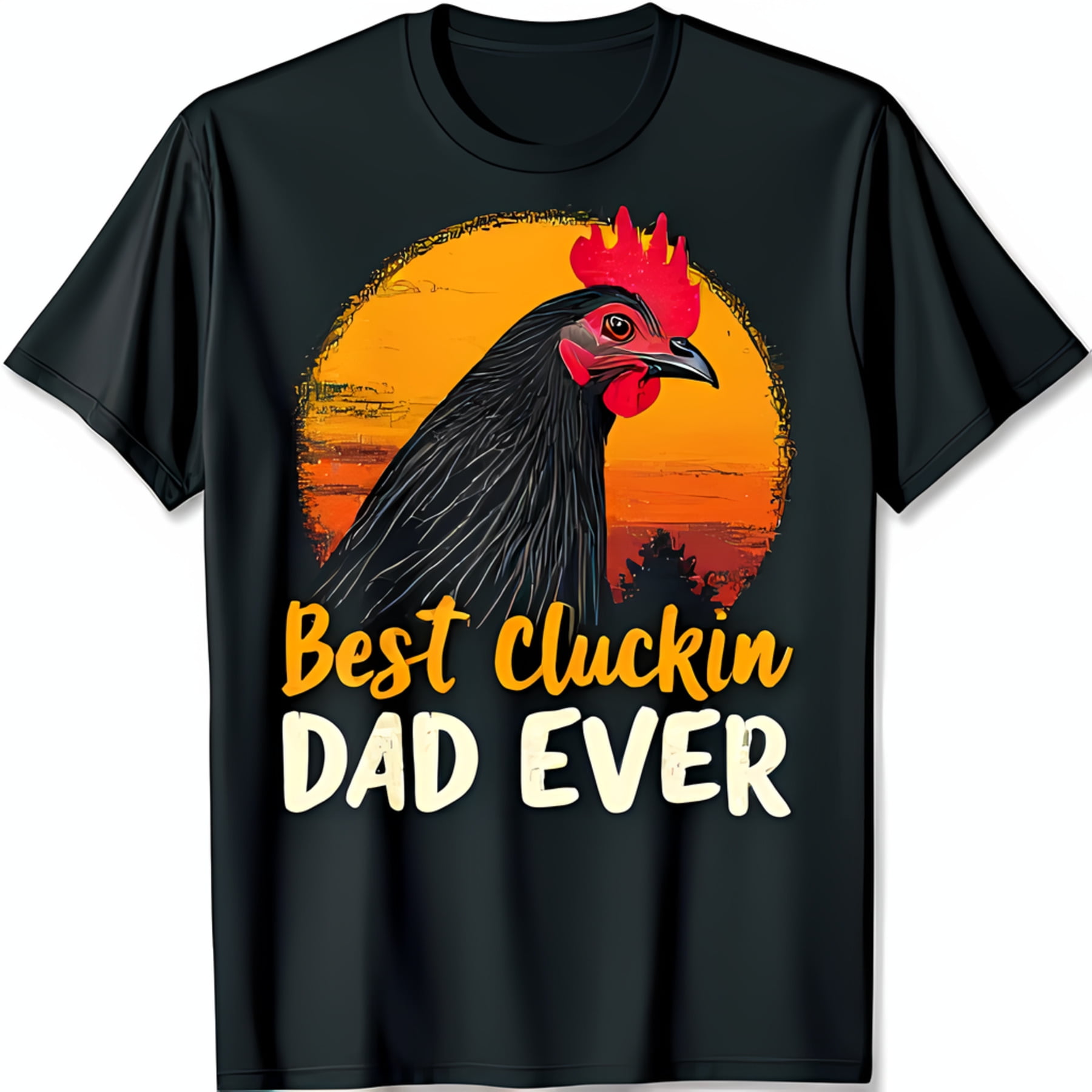 Black T-Shirt with Rooster Graphic Best Cluckin Dad Design - Walmart.com