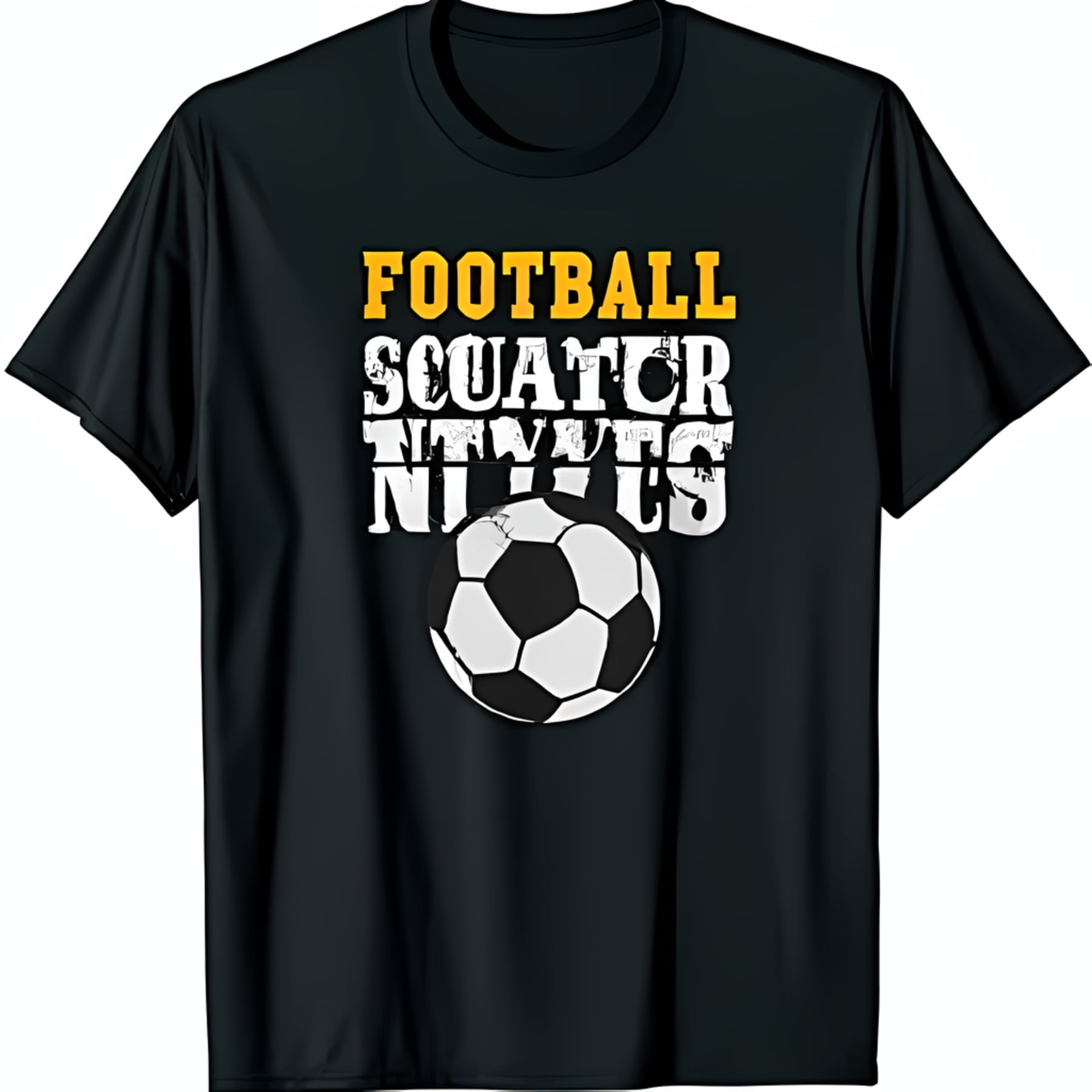 Black T-Shirt with SQUATTER NTVES Graphic & Soccer Ball Design ...