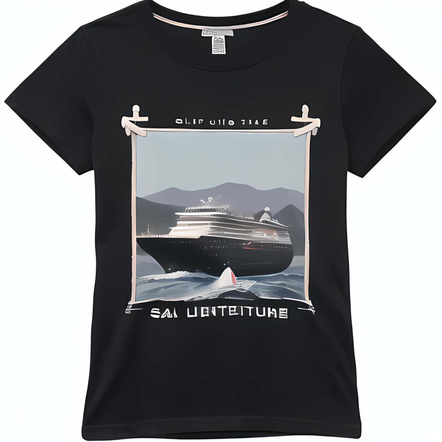 Black T-Shirt with Sail Ultra Cruise Ship Photo Print and Ocean View ...