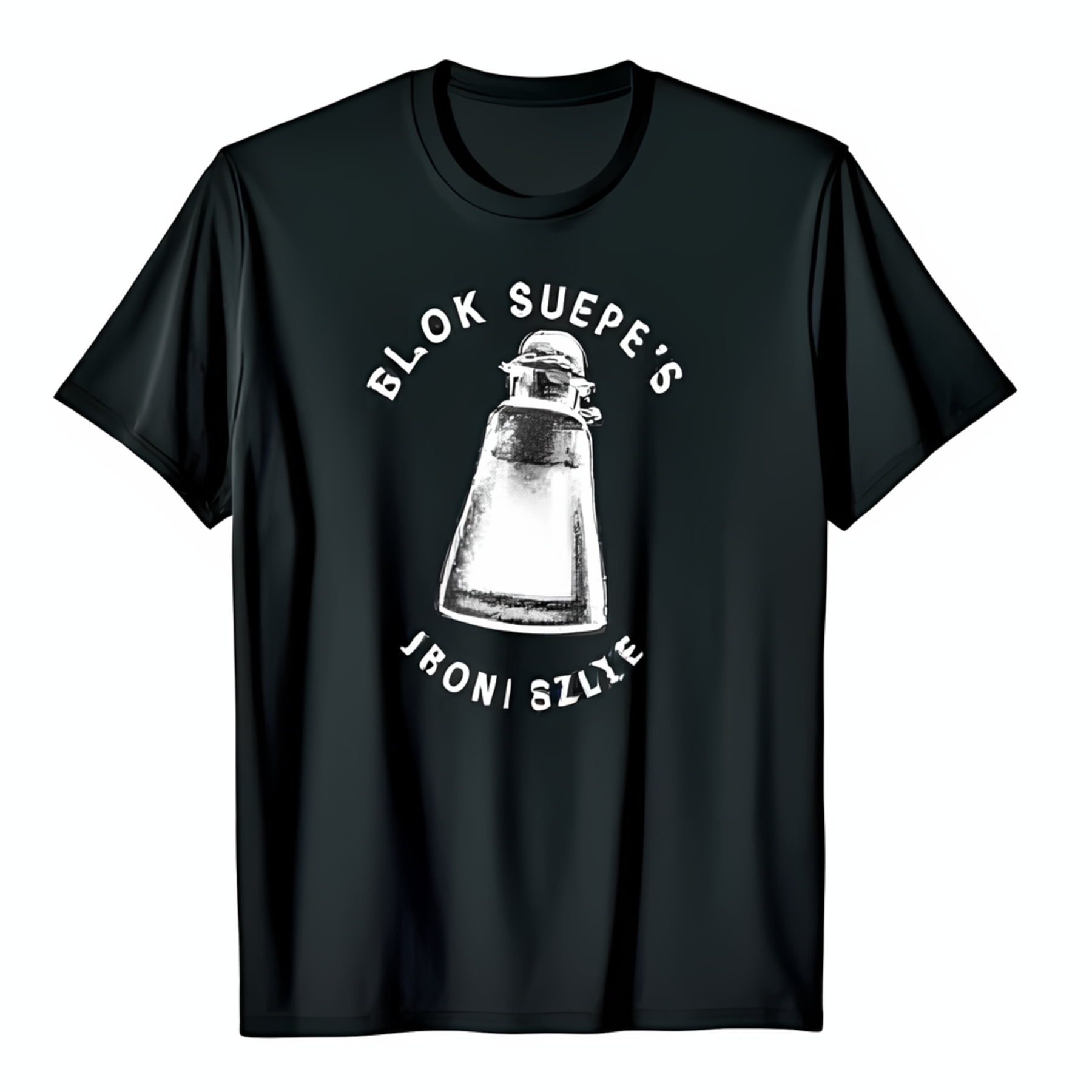 Black T-Shirt with Salt Shaker Design and ' SUEPE'S' Text Short Sleeve ...