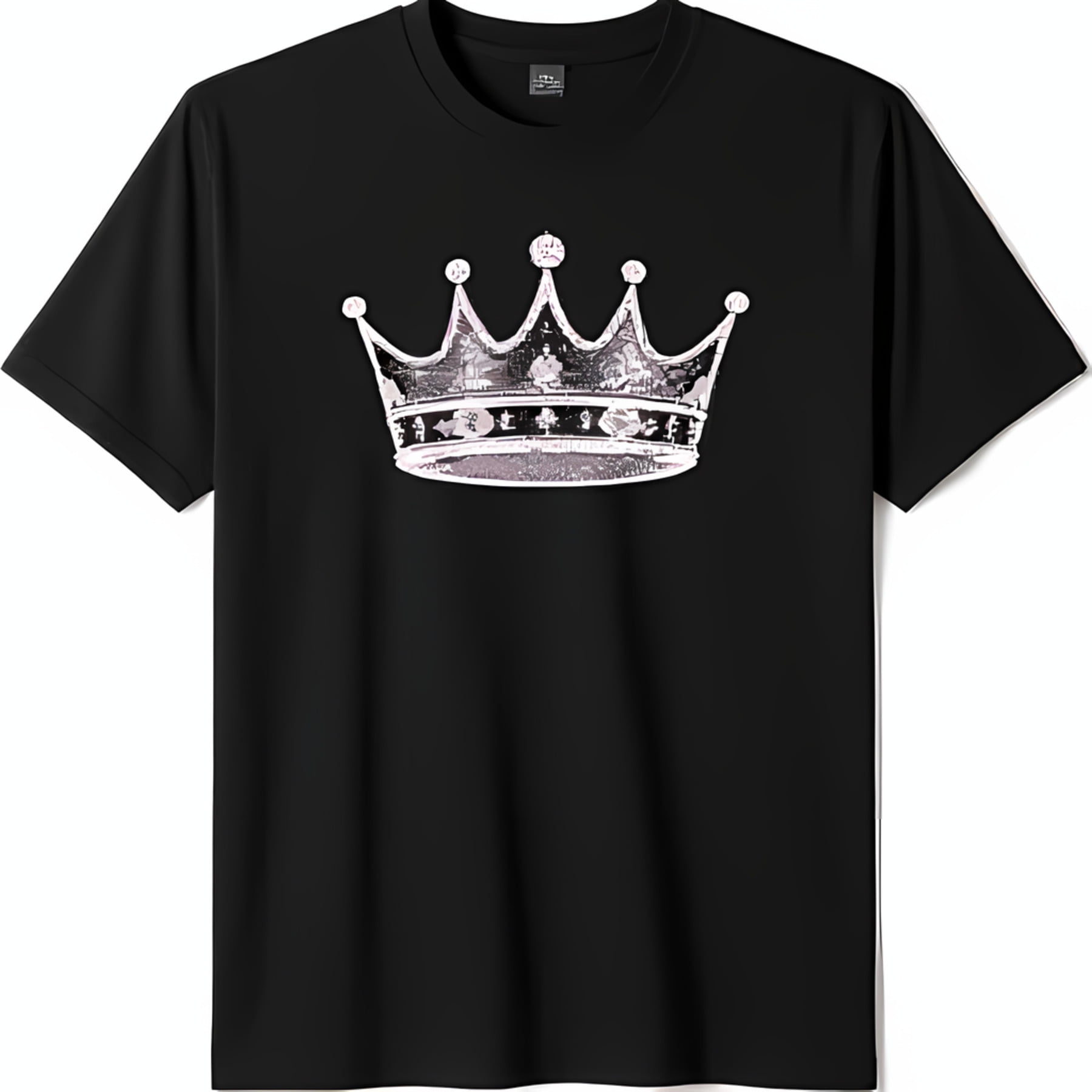 Black T-Shirt with Silver Crown Graphic Royalty & Power Design for ...