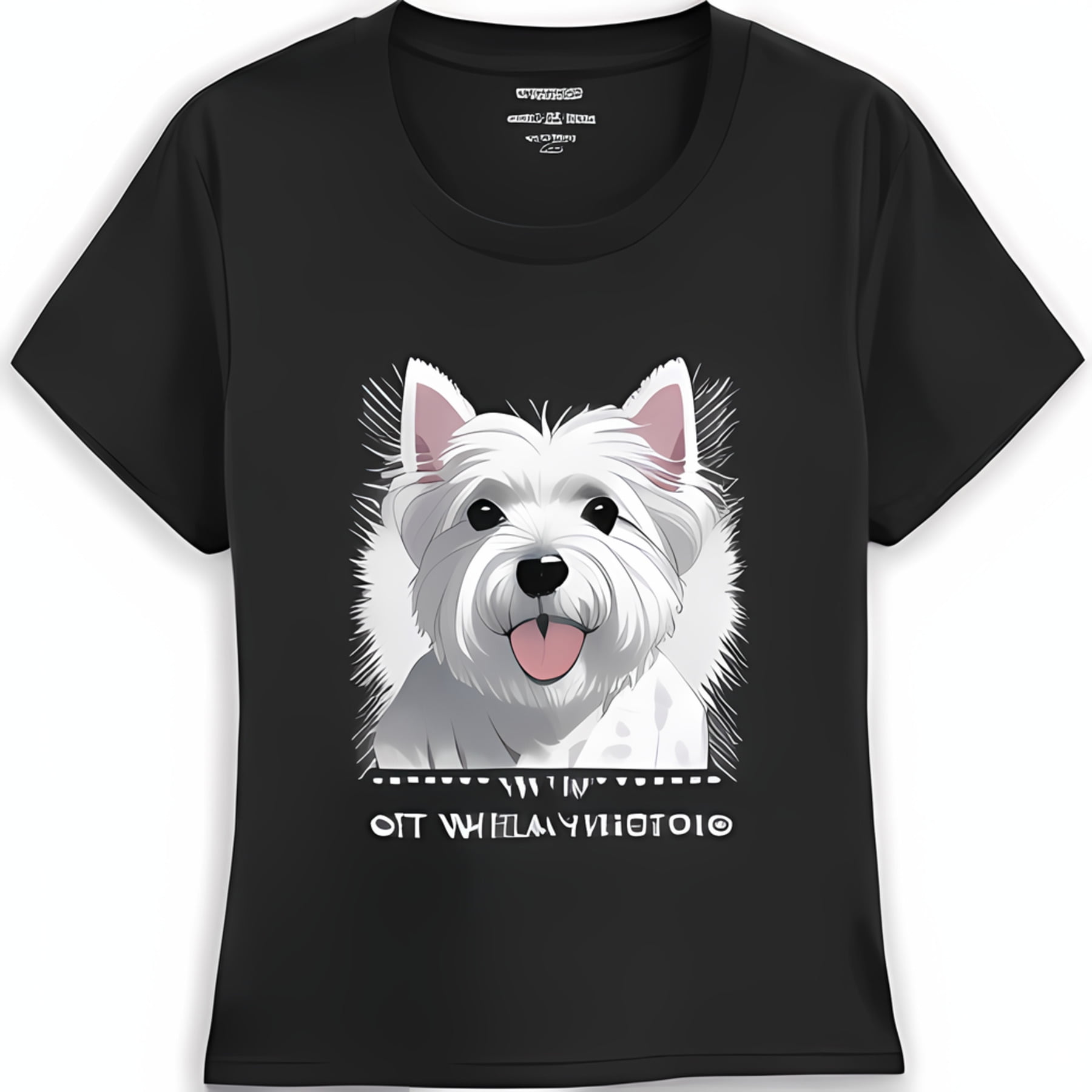 Black T-Shirt with Smiling West Highland Terrier Graphic and Westie ...