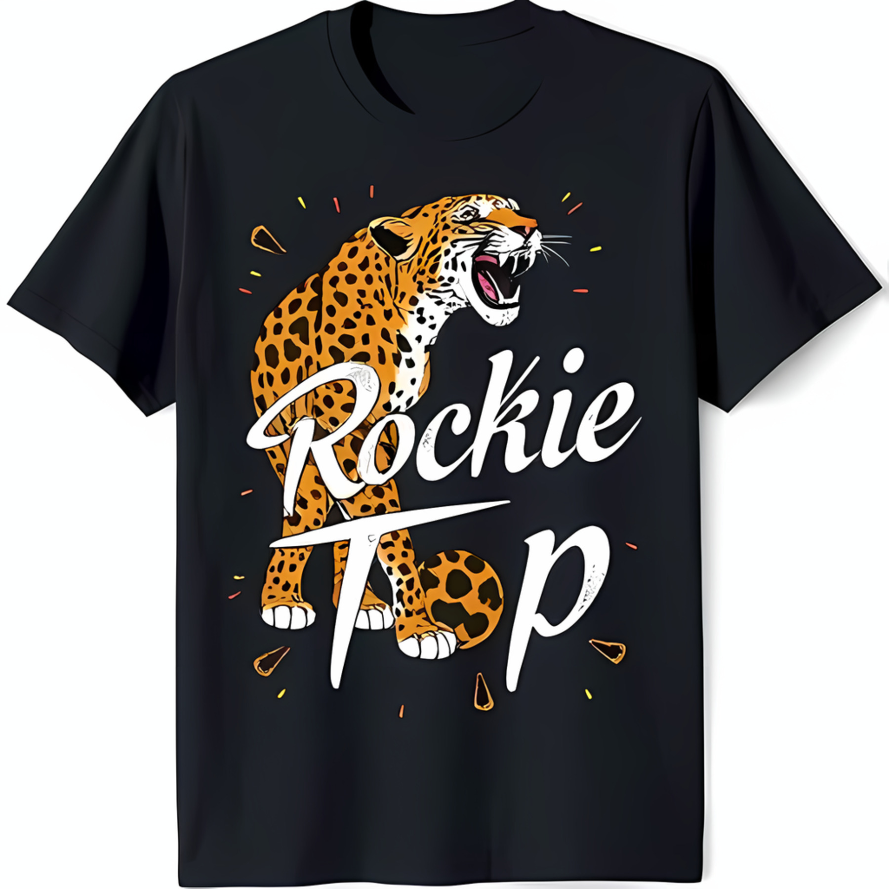 Black T-Shirt with Snarling Graphic & Cursive ' Top' Design - Walmart.com